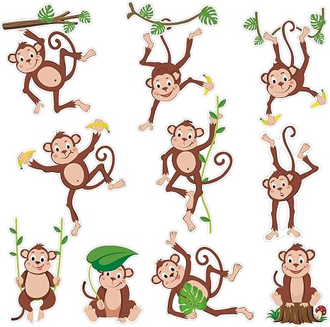 Amazon.com: Whaline Monkey Cutouts Jungle Bulletin Board Decor Back to ...