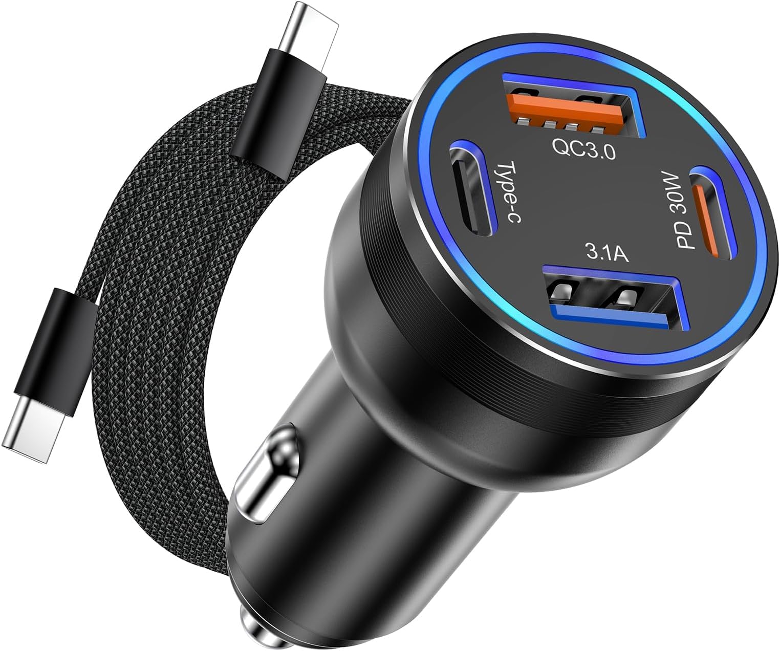 Amazon.com: USB C Car Charger, 78W 4 Port iPhone Car Charger Adatper ...