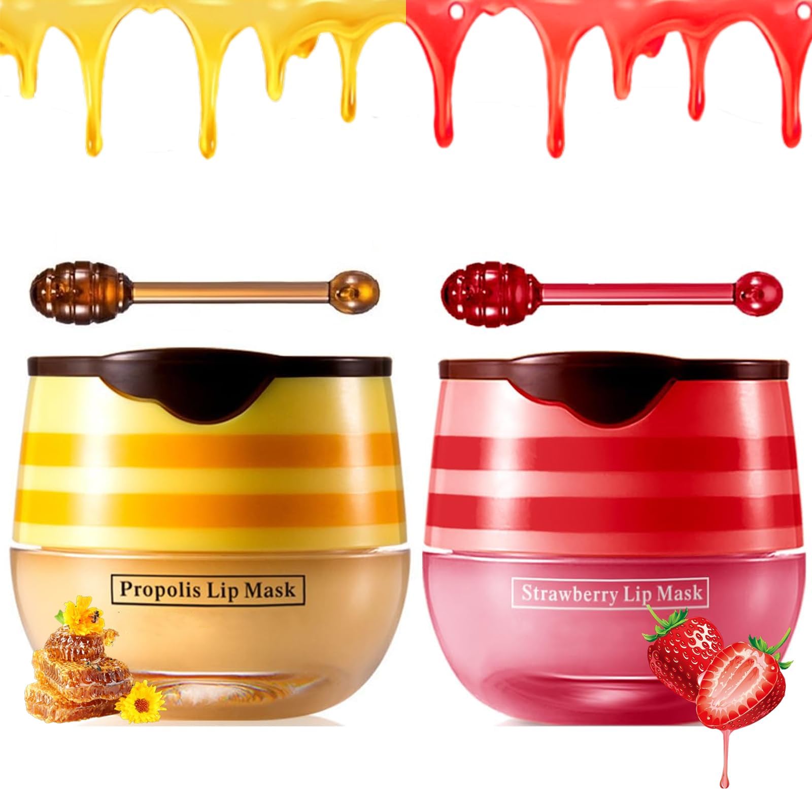 Amazon.com : Bee Lip Balm Honey Pot, 2 PCS Honey & Strawberry Lip ...