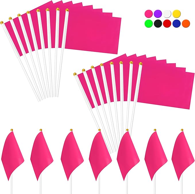 Amazon.com: KERDA 25 Pack Solid Pink Flags Small Mini Pink DIY Graffiti ...