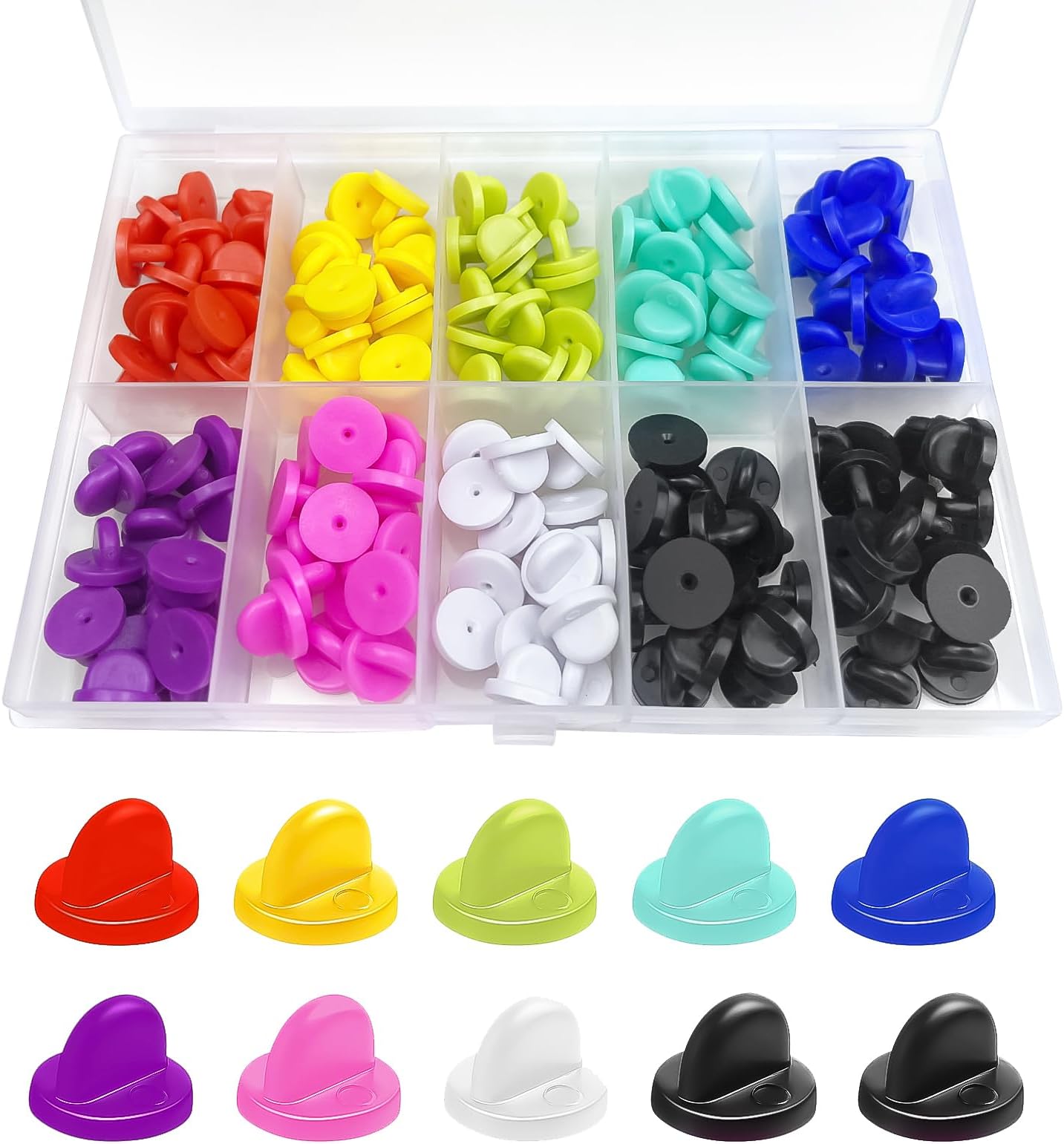 Amazon.com: Swpeet 320Pcs Rubber Pin Backs Locking Butterfly Clutch ...