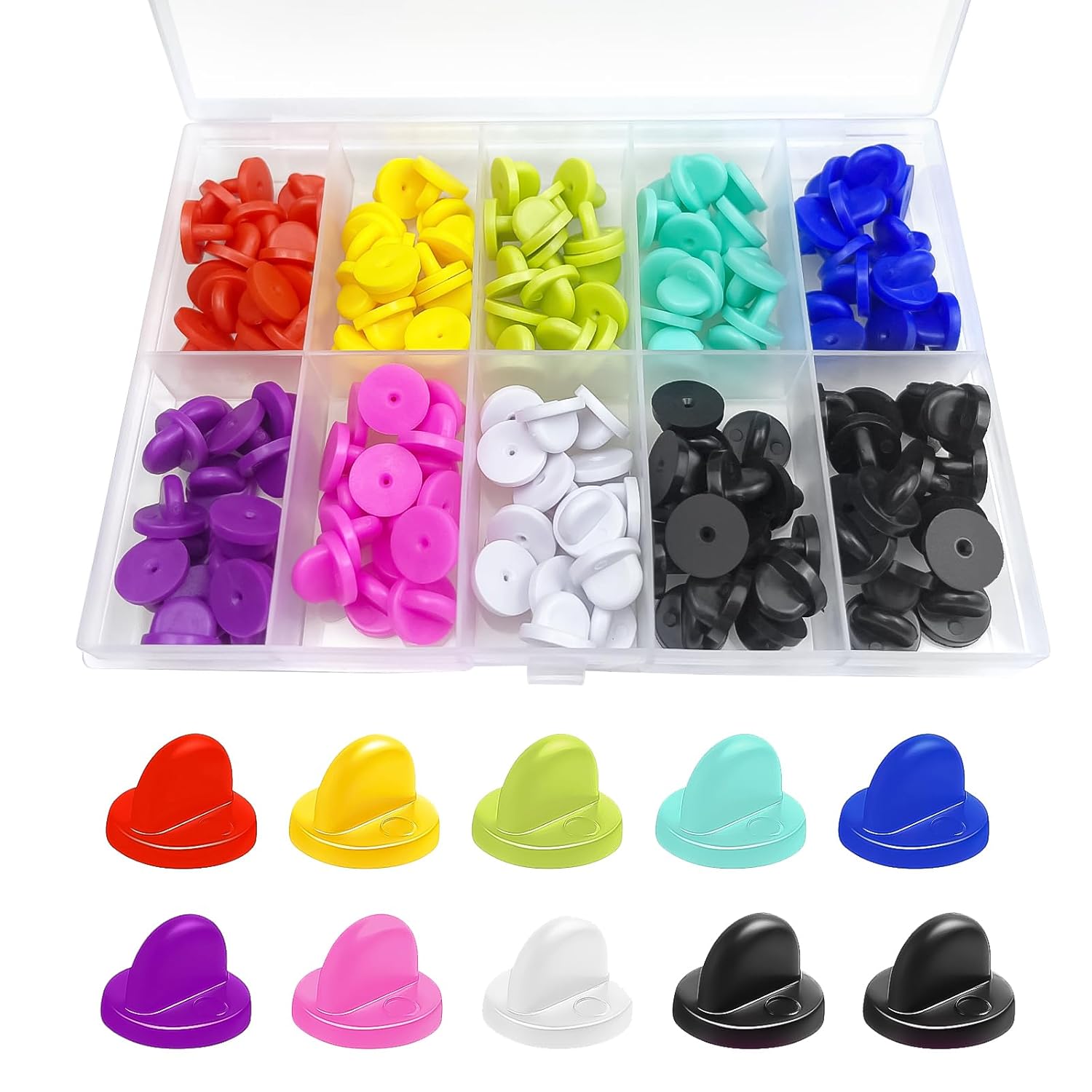 Amazon.com: DUFEIMOY 150Pcs Rubber Pin Backs Locking, Locking Pin Backs ...