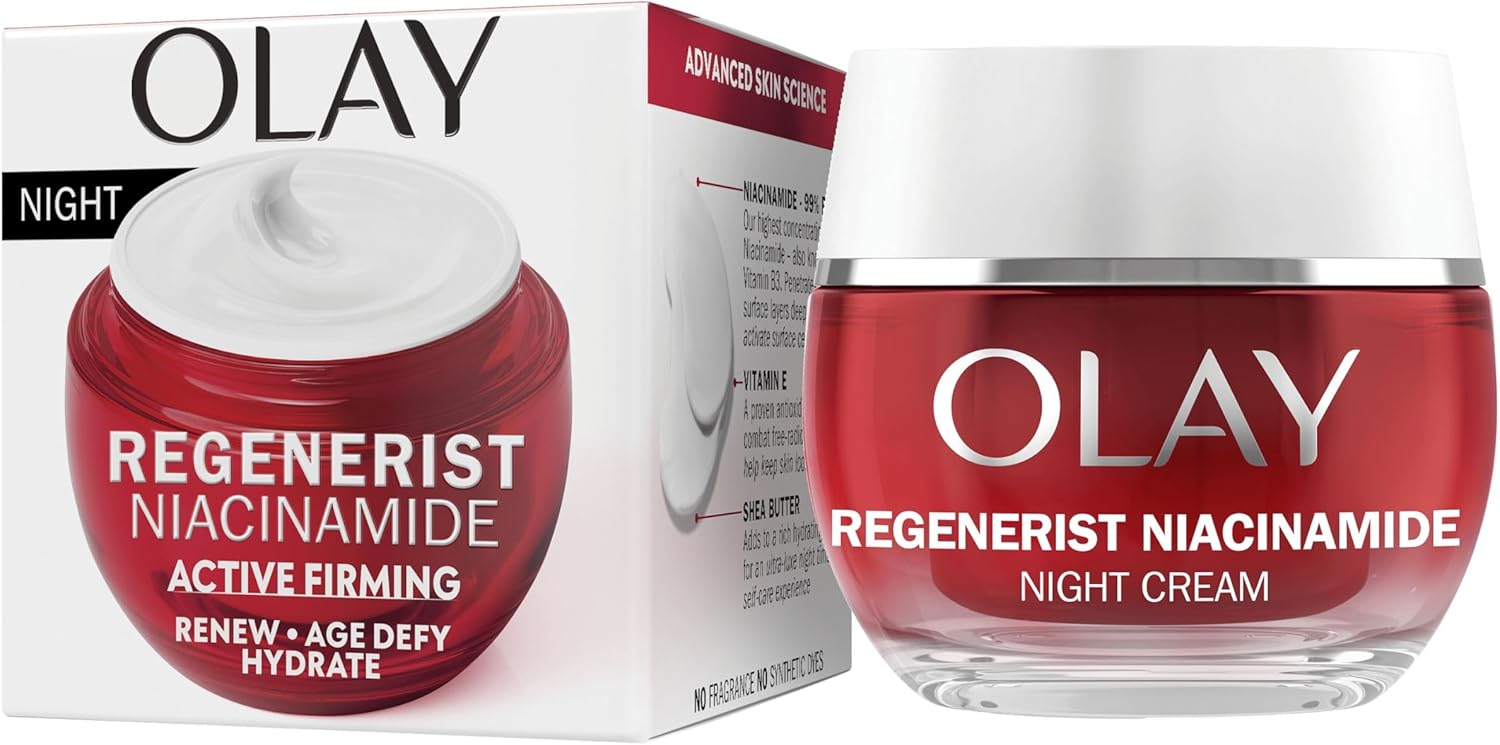 Olay Regenerist Niacinamide Night Cream Face Moisturiser, Skincare with Niacinamide 99% Purity ...