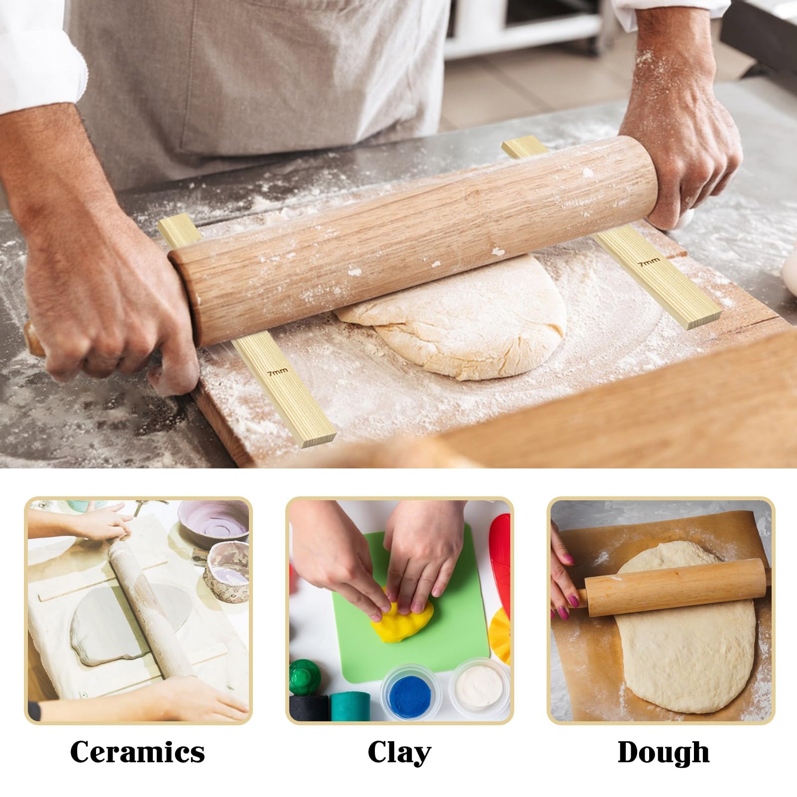 Snapklik.com : 10 Pieces Clay Rolling Pin Guide, Rolling Mud Stick ...