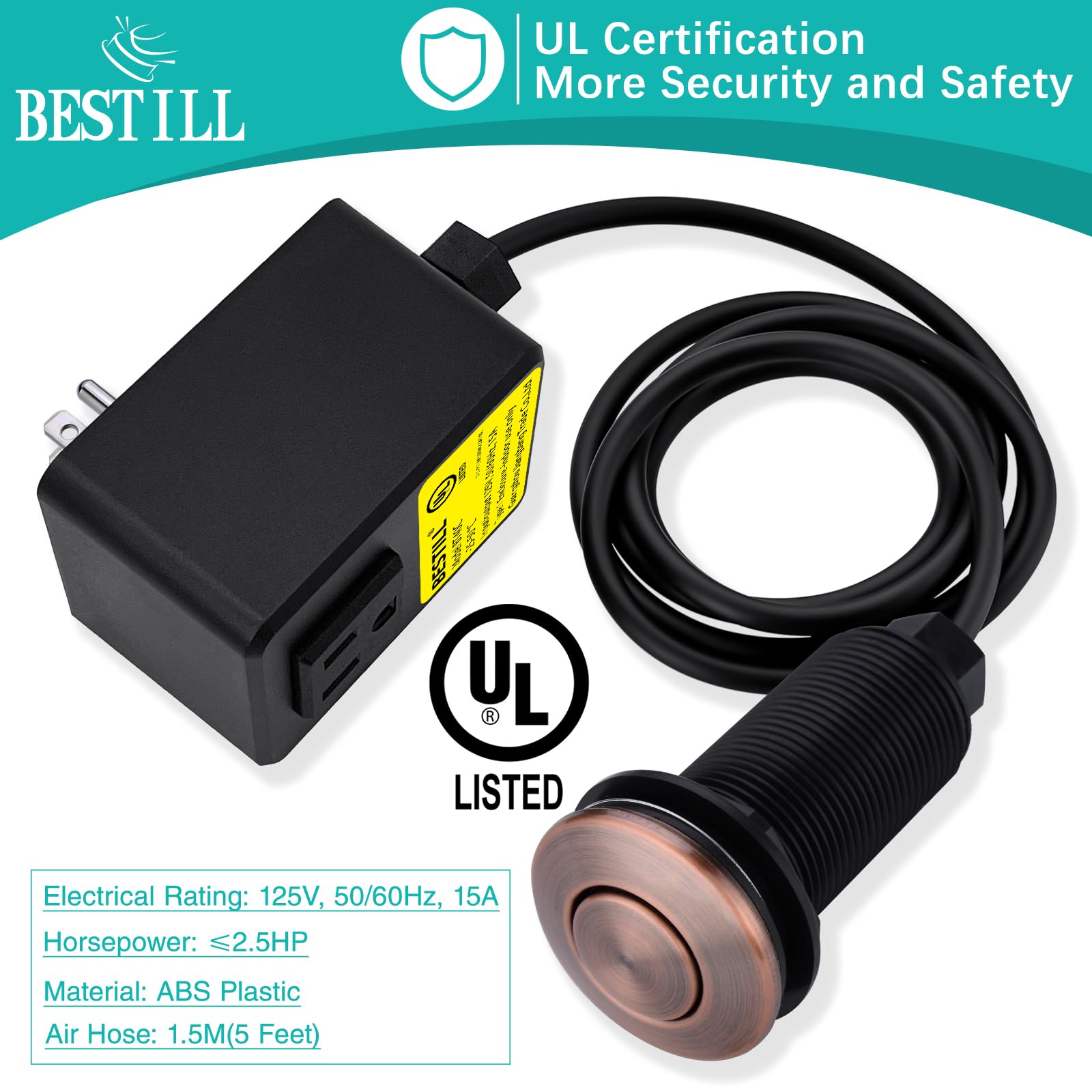 Snapklik.com : BESTILL Sink Top Garbage Disposal Air Switch Kit