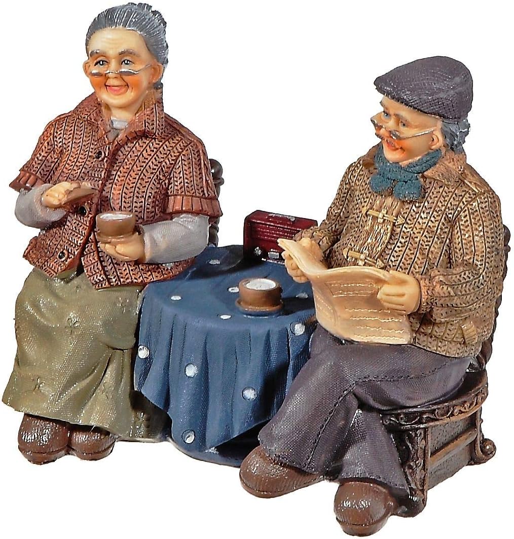 Amazon.com: KOZY NICHE POLYRESIN Senior Couple Tea Break Figurine ...