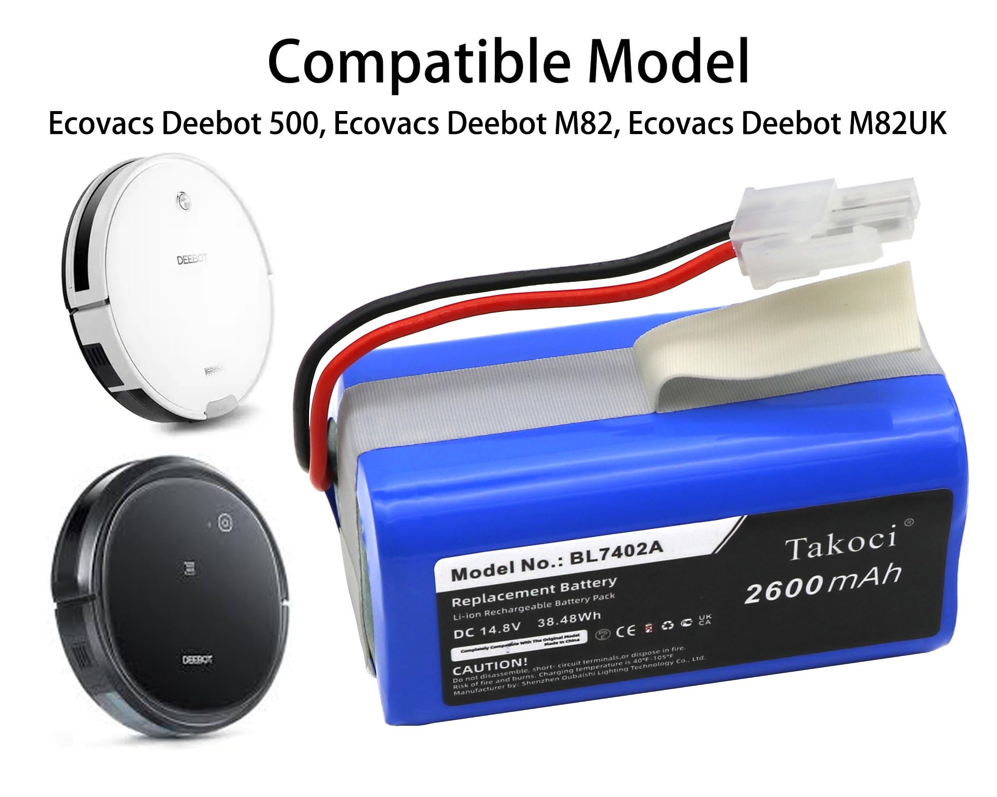 Gikysuiz Replacement Battery for Ecovacs UR18650ZT-4S1P-AAF, Compatible ...