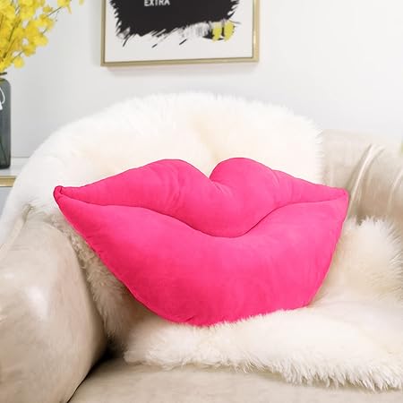 Amazon.com: Sugar Hot Pink Lips Pillow Chance Color Pink Lips Throw ...