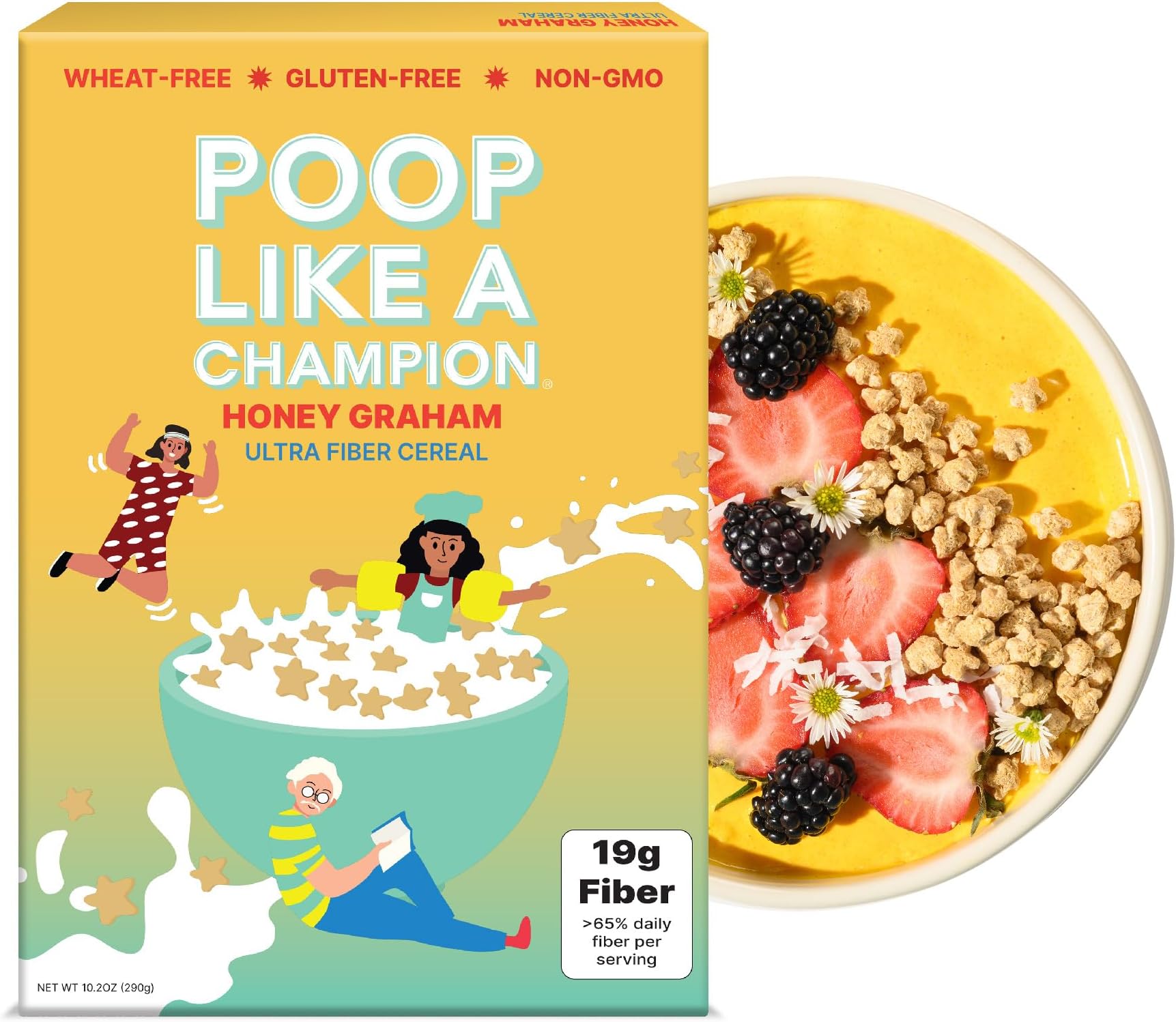 Amazon.com: Poop Like a Champion High Fiber Cereal - Honey Graham ...