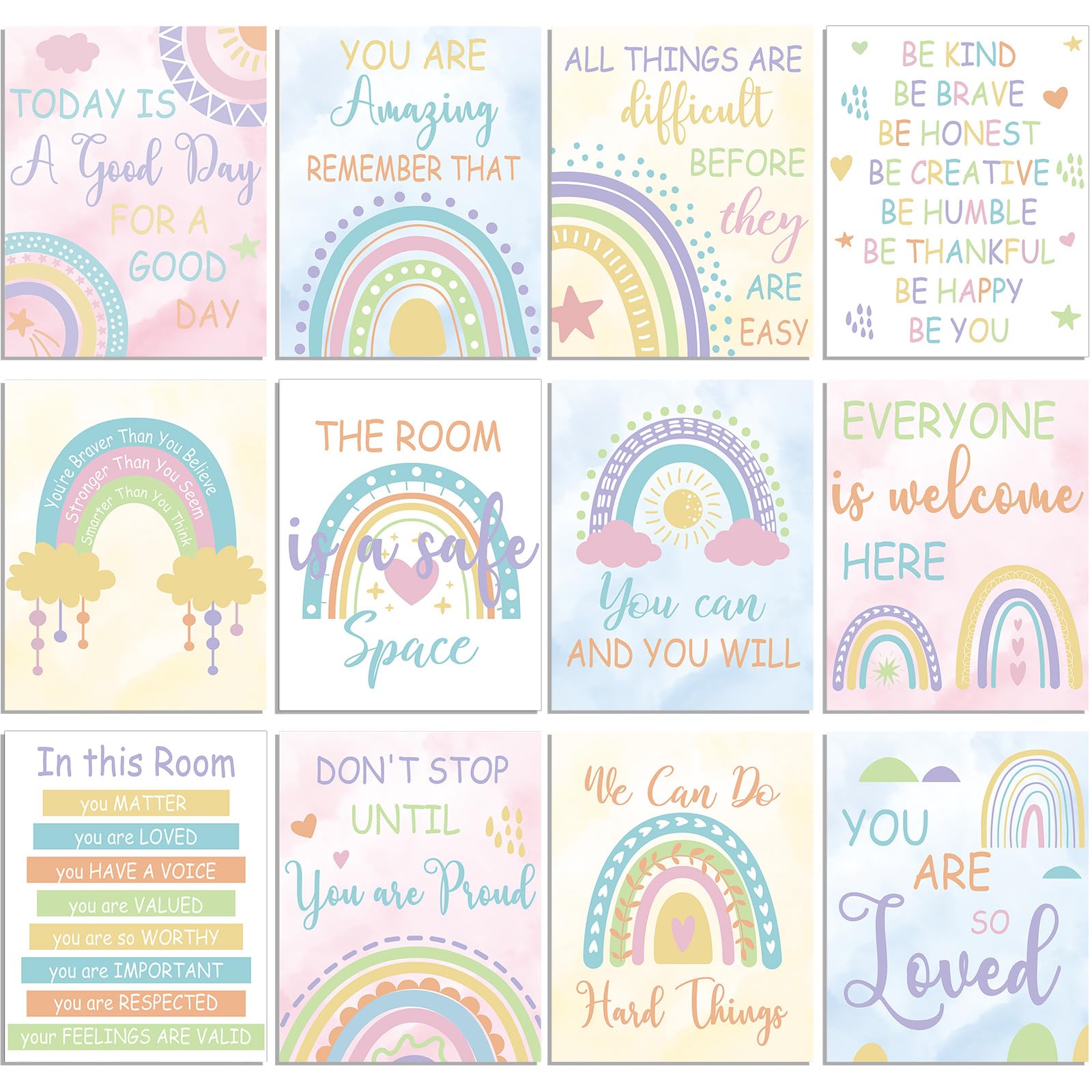 Snapklik.com : Nezyo 12 Pcs Rainbow Classroom Decor Boho Poster ...