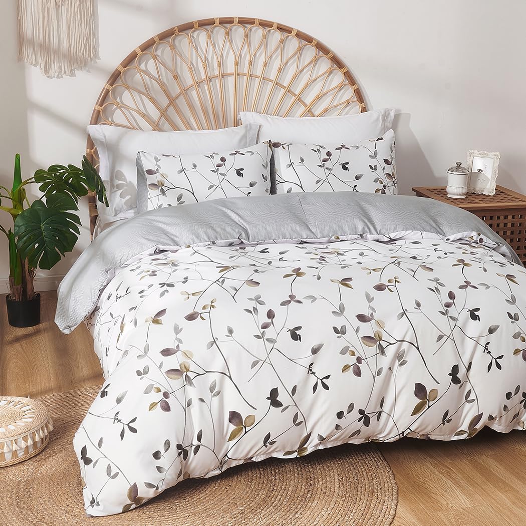 Lekesky Reversible Duvet Cover King Size, White Grey Tree Branch ...
