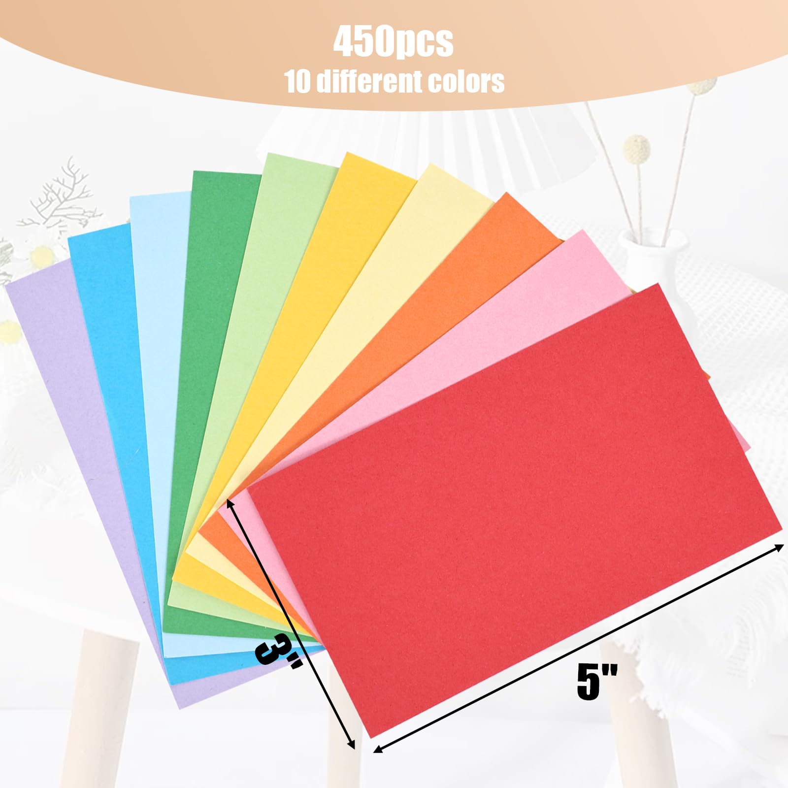 Snapklik.com : 450PCS Colored Index Cards, 3 X 5 Index Cards 10 Colors ...