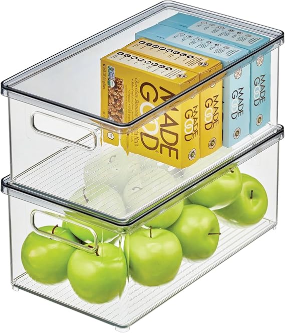 Amazon.com: mDesign Plastic Pantry Storage Box Container with Lid and ...