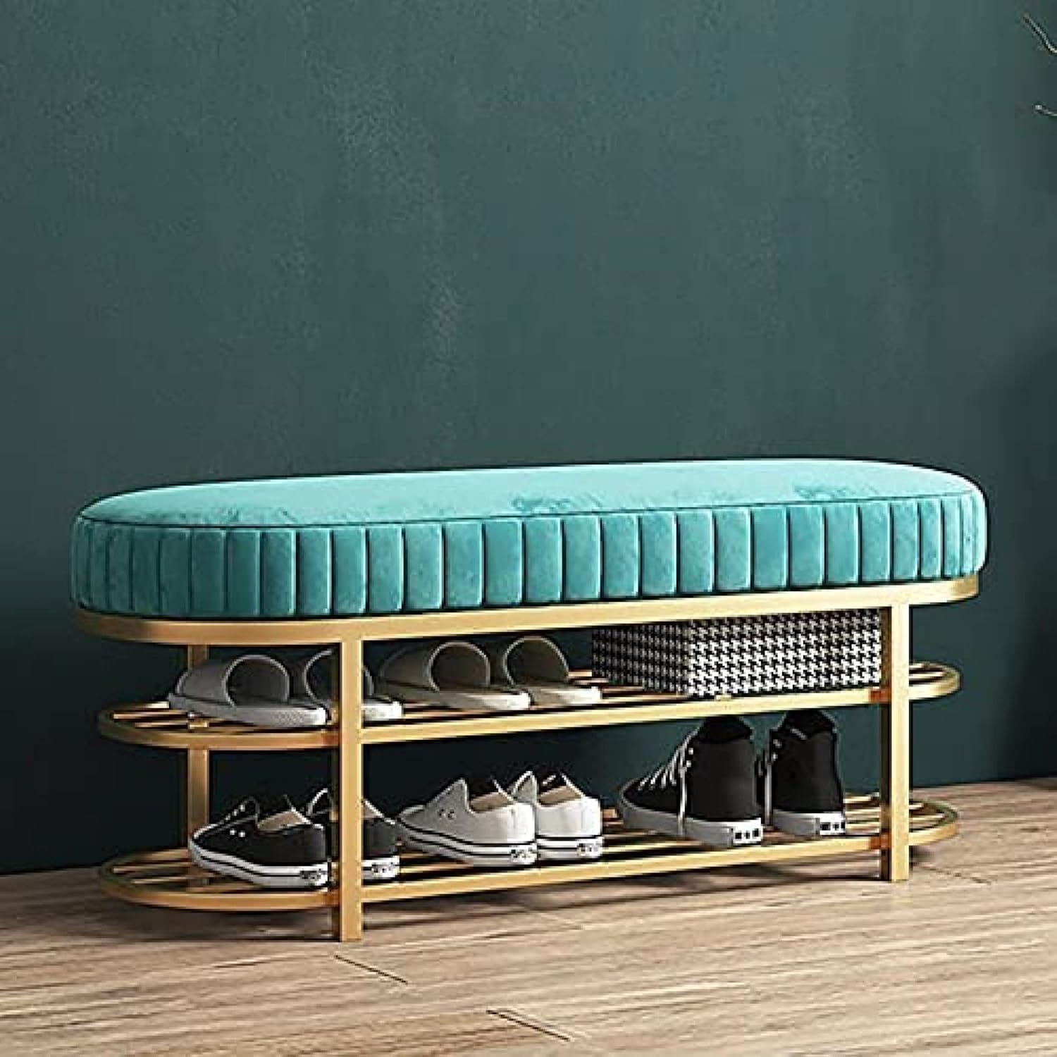 Bequeme Eingangsbank Aus Samt, Moderne Schuhbank, Schuhregal, Mit 2 ...