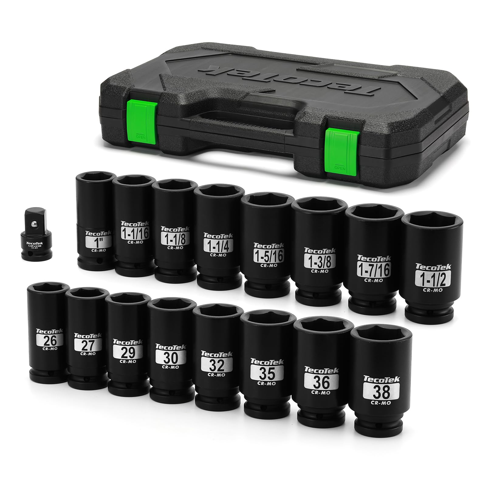 Snapklik.com : TecoTek 3/4" Drive Deep 6-Point Impact Socket Set, 17 ...