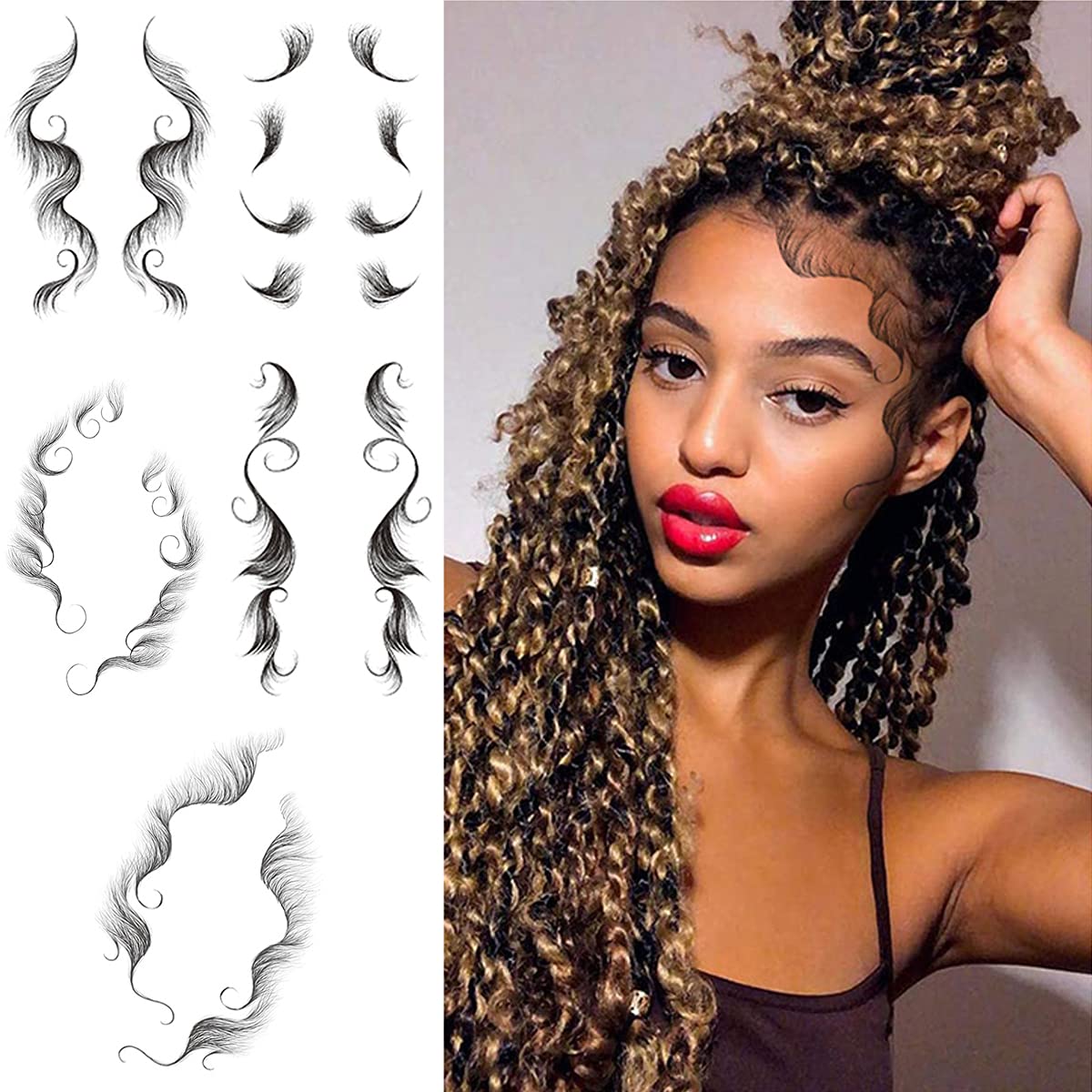 Doneace Hair Edge Tattoo Stickers 5 Styles Hairline Tattoo Sticker ...