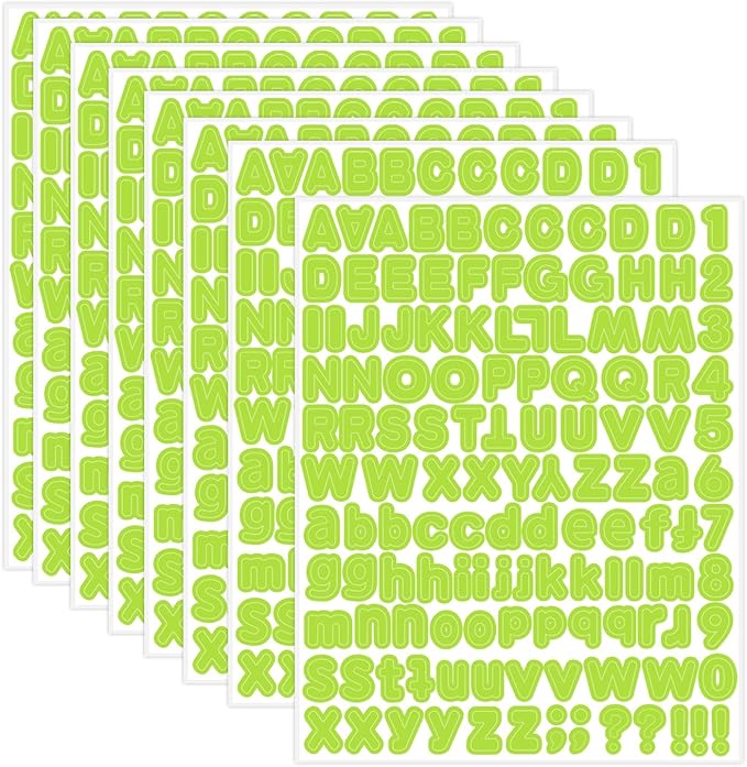 Amazon.com: Green Alphabet Letter Stickers, 1/2 inch, 10 Sheets - Self ...