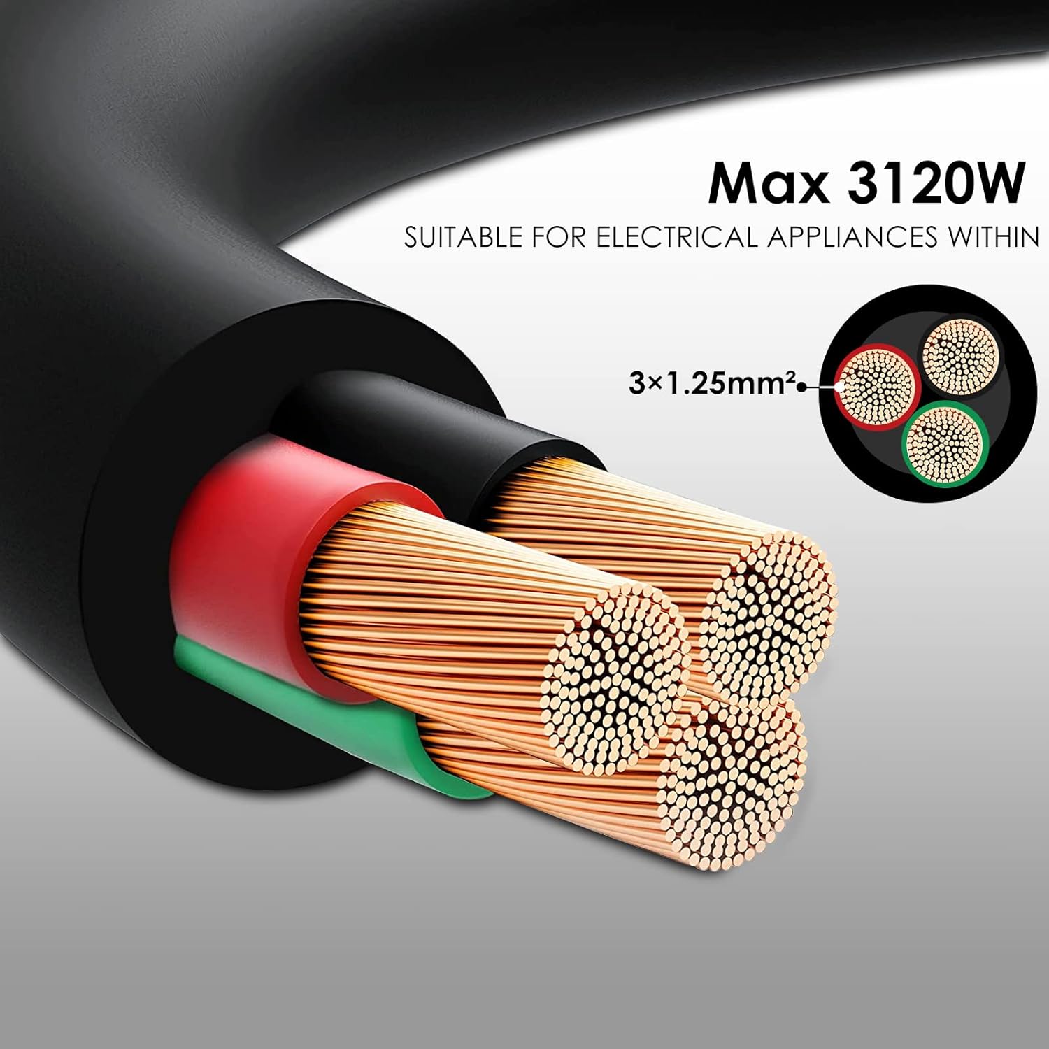 Extension Lead 5M 2-Gang Cable Heavy Duty Cord with 13A Plug Socket ...