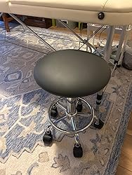 Amazon.com: WKWKER Swivel Rolling Stool with Footrest Height Adjustable ...