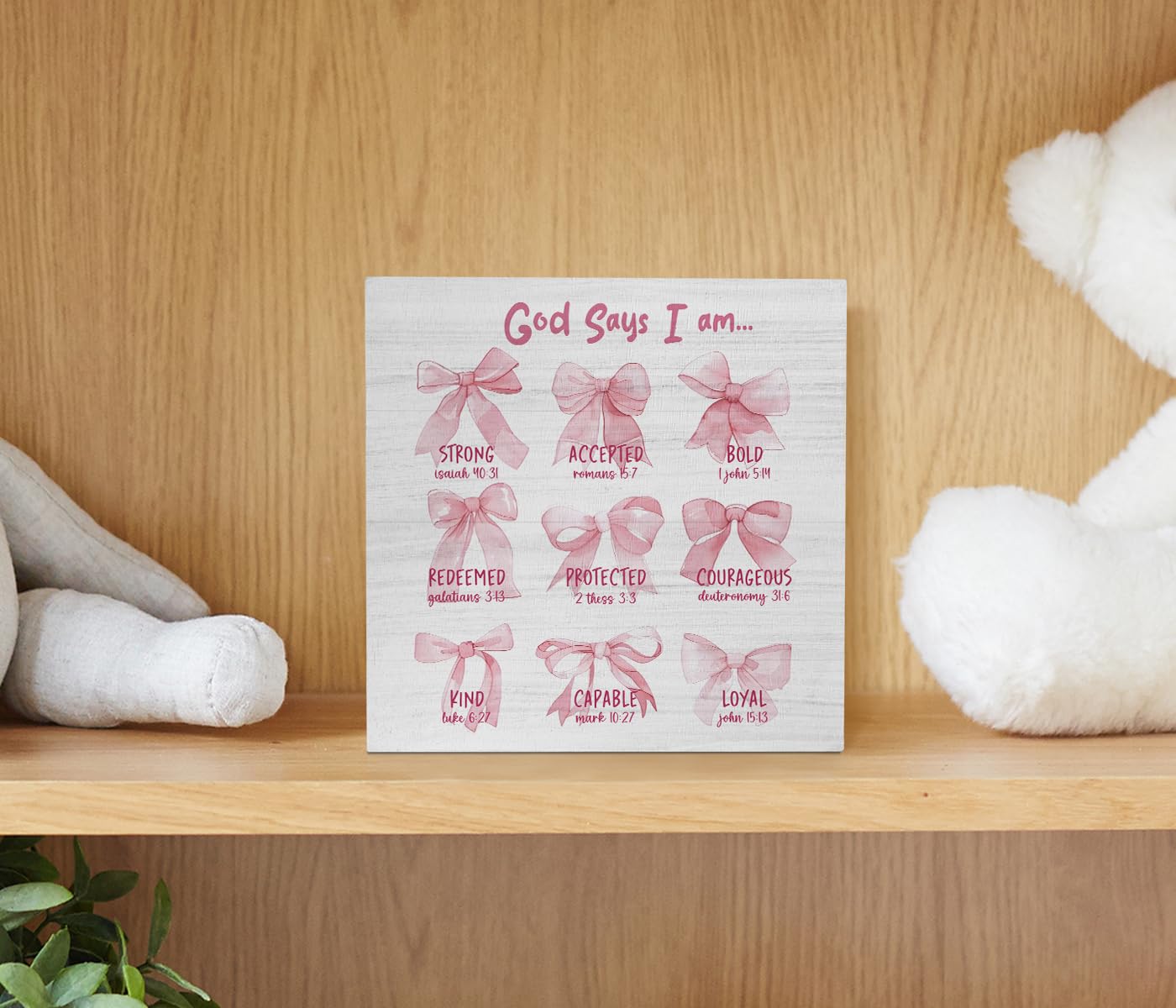 Snapklik.com : God Says I Am Desk Decor - Wooden Signs, Pink Bow Bible ...