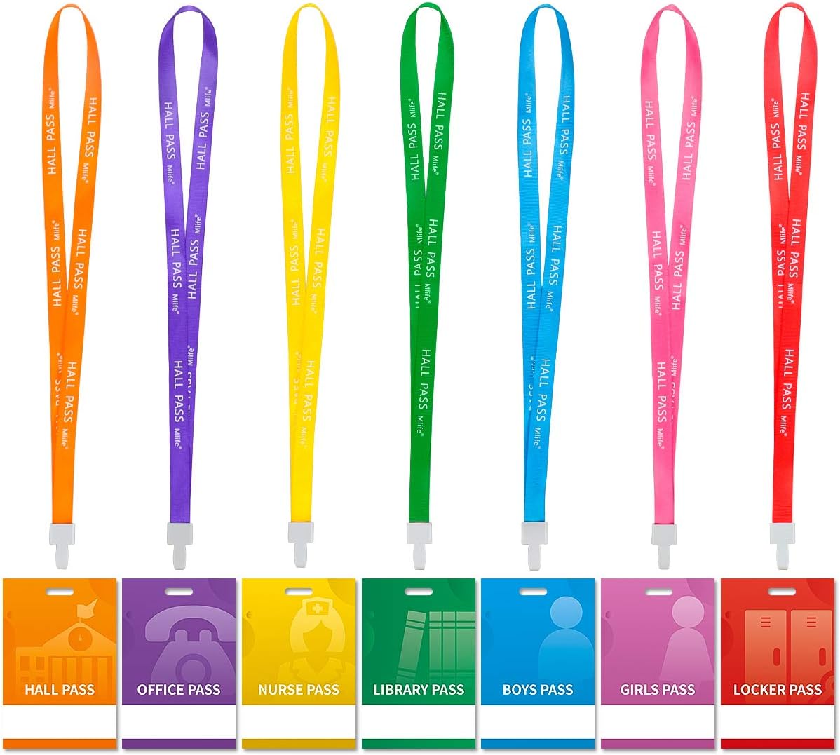Amazon.com: Sabary 6 Sets Hall Pass Lanyards and School Passes Set ...