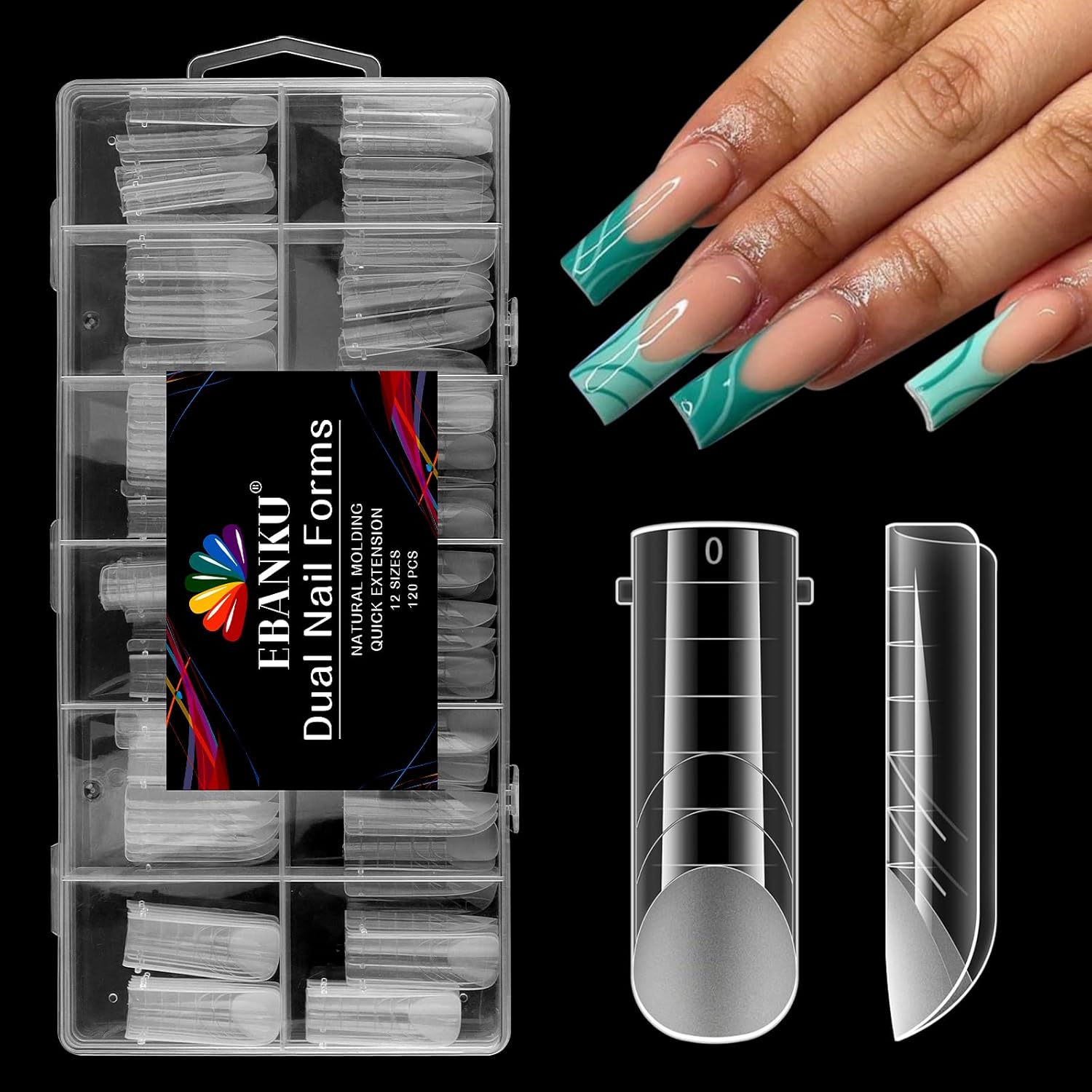 Amazon.com: EBANKU 120Pcs Matte Dual Nail Forms, Poly Gel Nail Molds ...