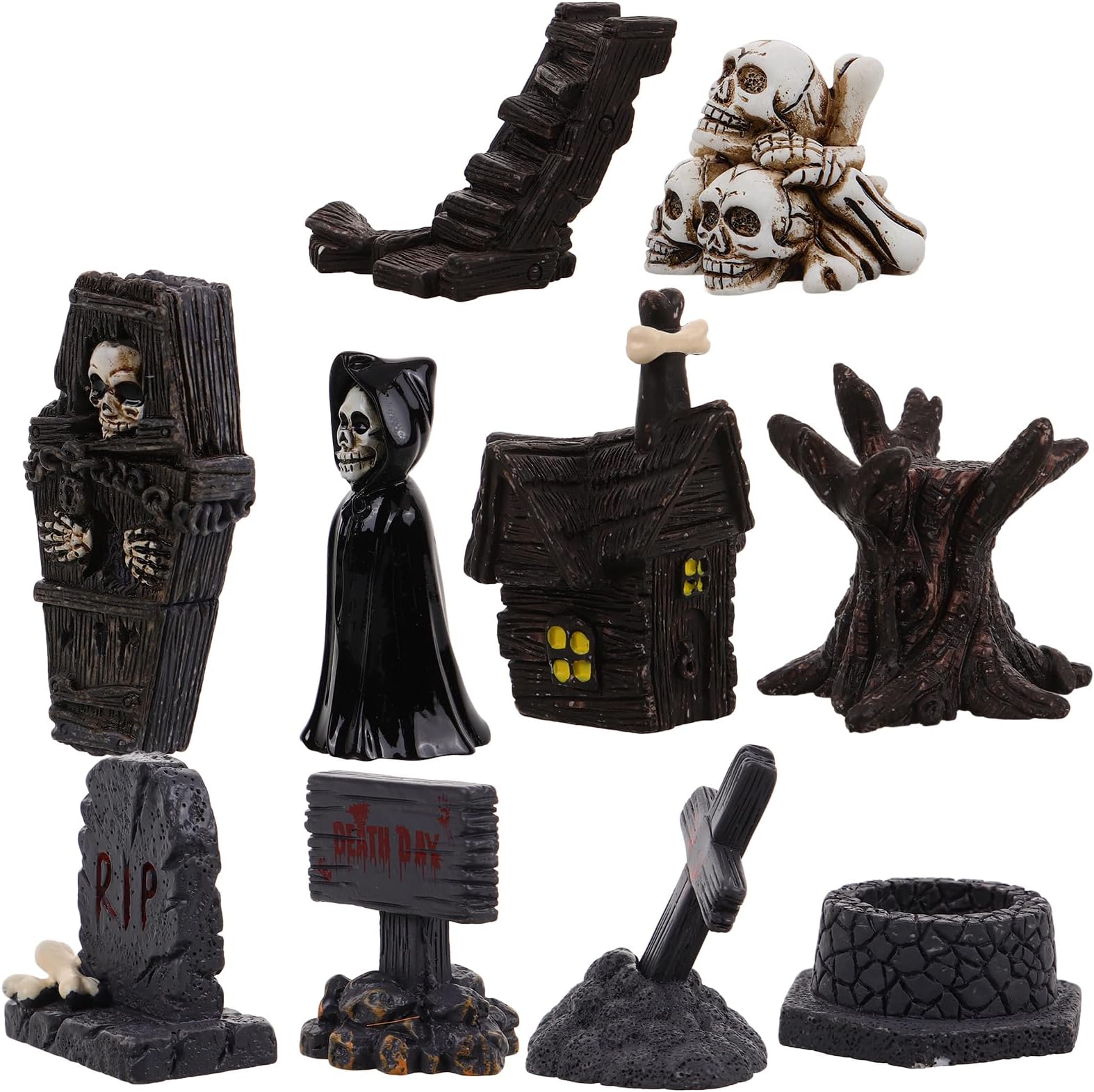 Amazon.com: Suartus Halloween Miniature Figurines - 18Pcs Resin Ghost ...