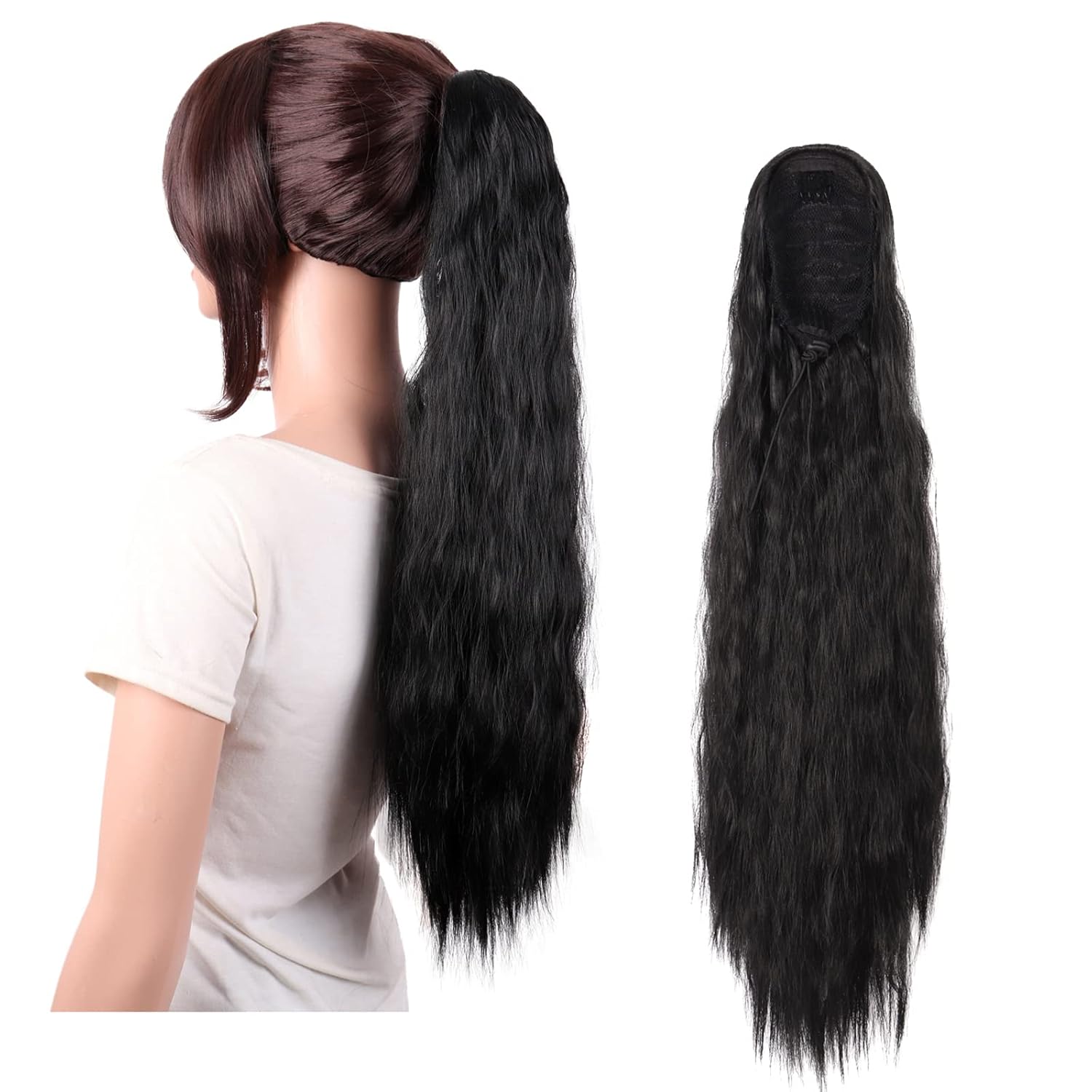 Amazon.com : MapofBeauty 24 Inch/60 cm Drawstring Ponytail Clip in Wavy ...