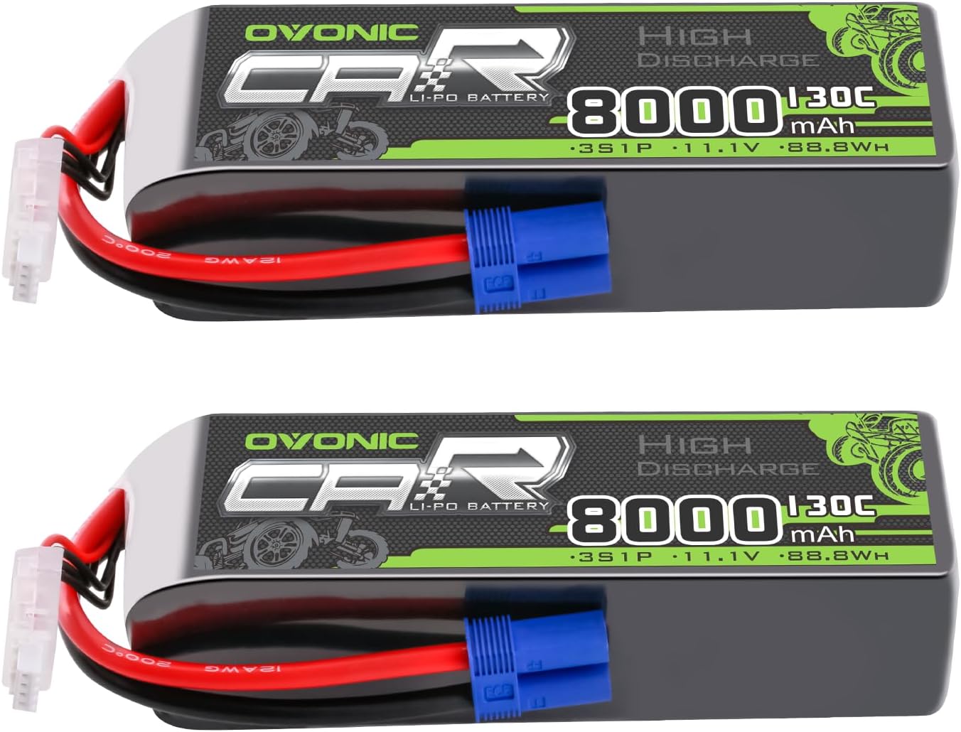Amazon.com: OVONIC 2S LiPo Battery 8000mAh 7.4V 130C RC Battery with ...
