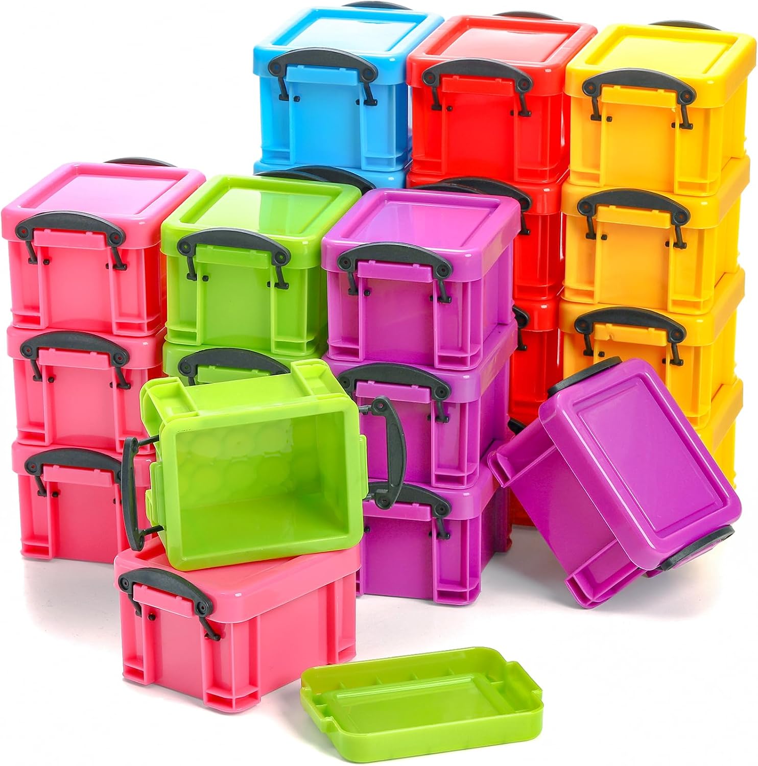 Amazon.com: Elsjoy 24 Pack 6 Colors Small Plastic Storage Container ...