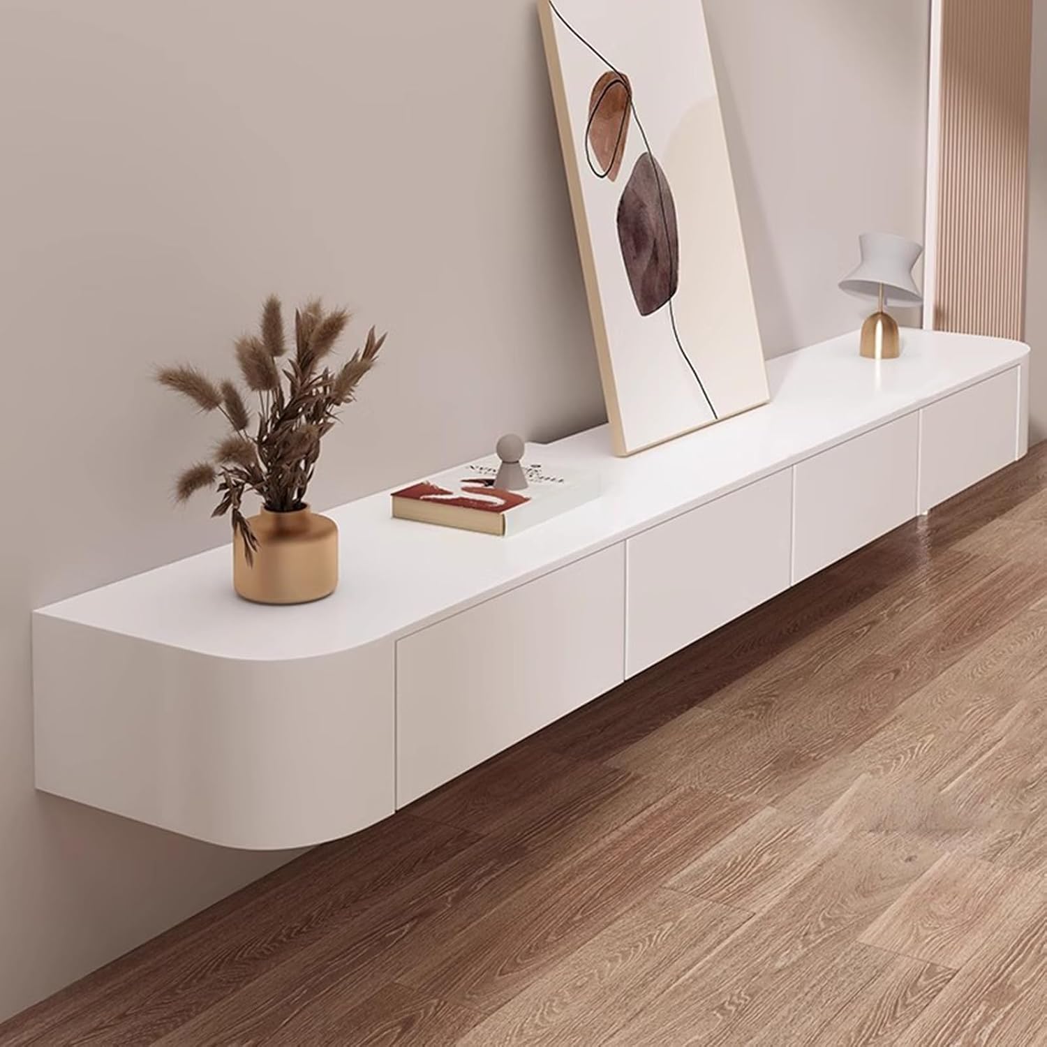 ZFGOJNBH Solid Wood TV Cabinet Floating TV Unit Wall Mounted TV Bench ...