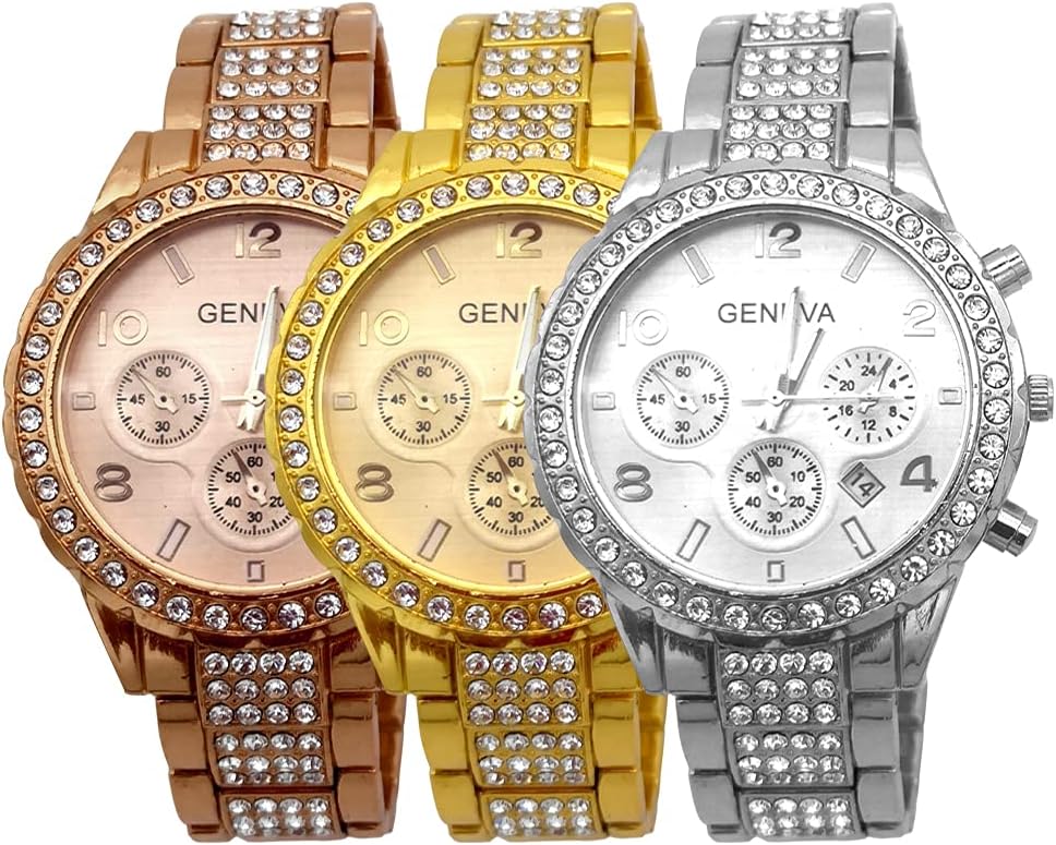 Amazon.com: yunanwa 3 Pack Unisex Luxury Pave Floating Crystal Diamonds ...