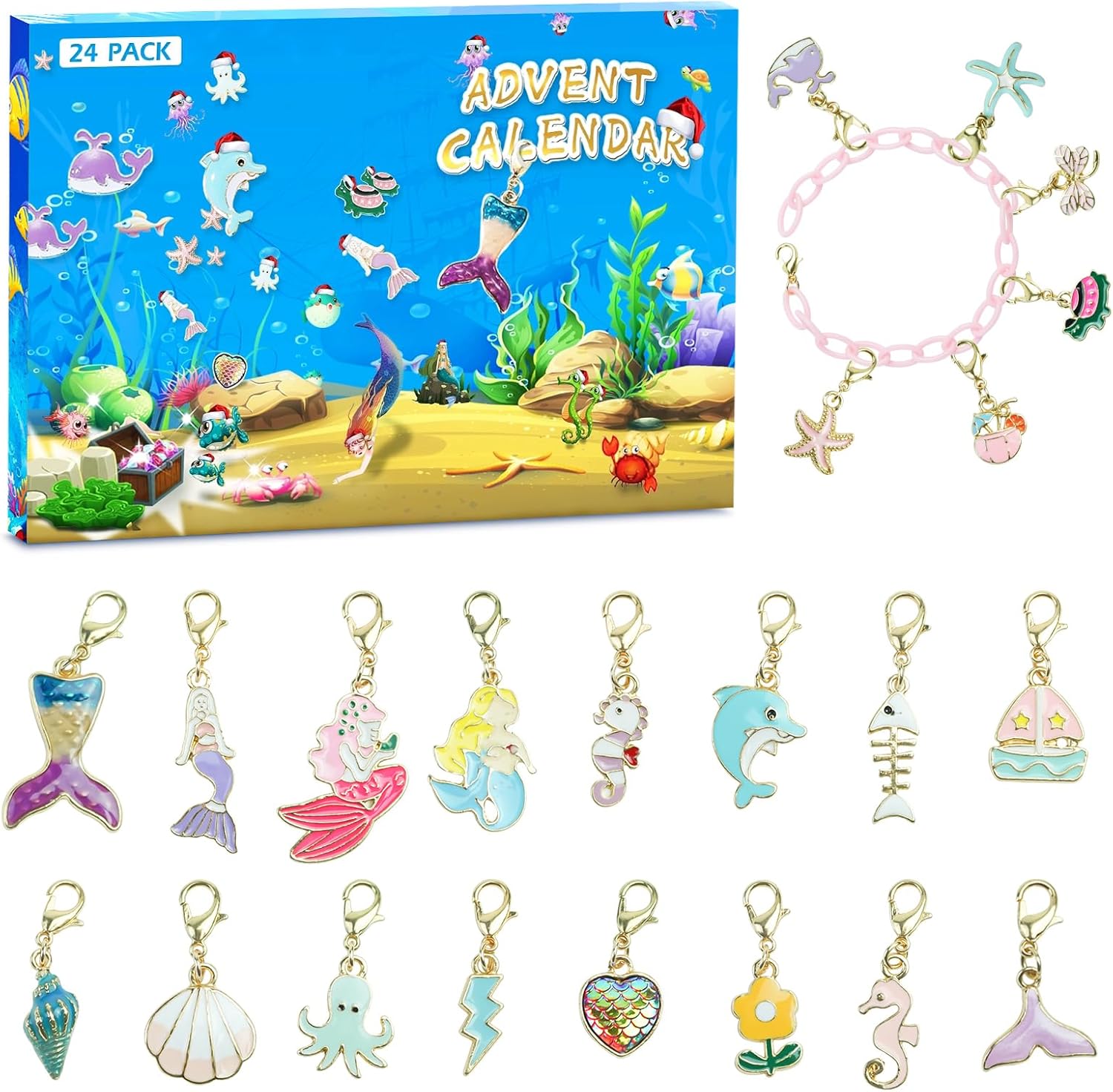 Amazon.com: Myouth Advent Calendar Christmas 2023 Mermaid DIY Charm ...