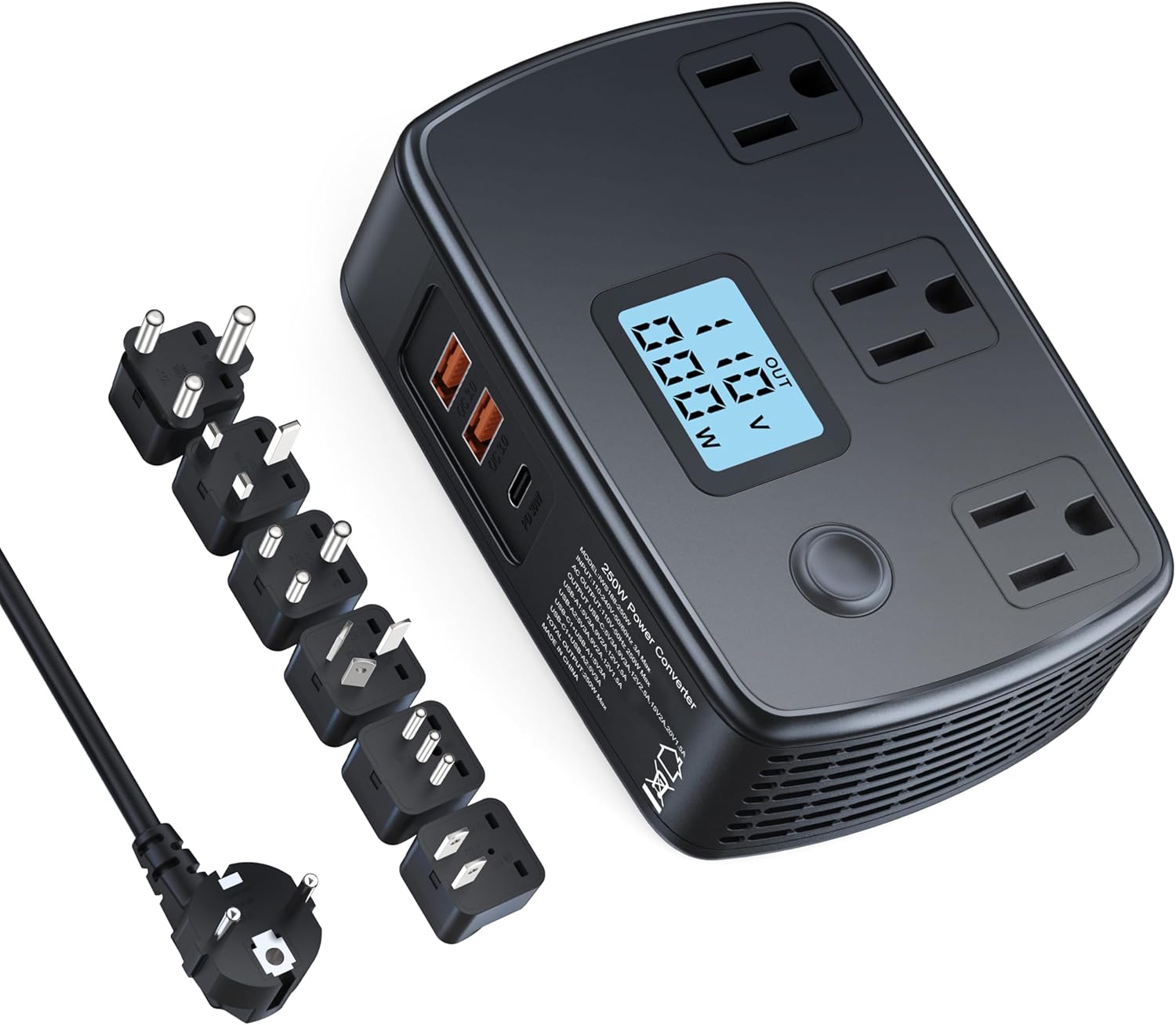 Amazon.com: Universal Travel Adapter 220v to 110v Converter with 3 AC ...