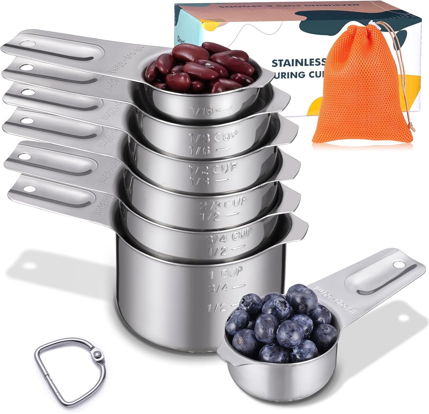 Amazon.com: Measuring Cups, AMOHEE 7PCS Stainless Steel Measuring Cups ...