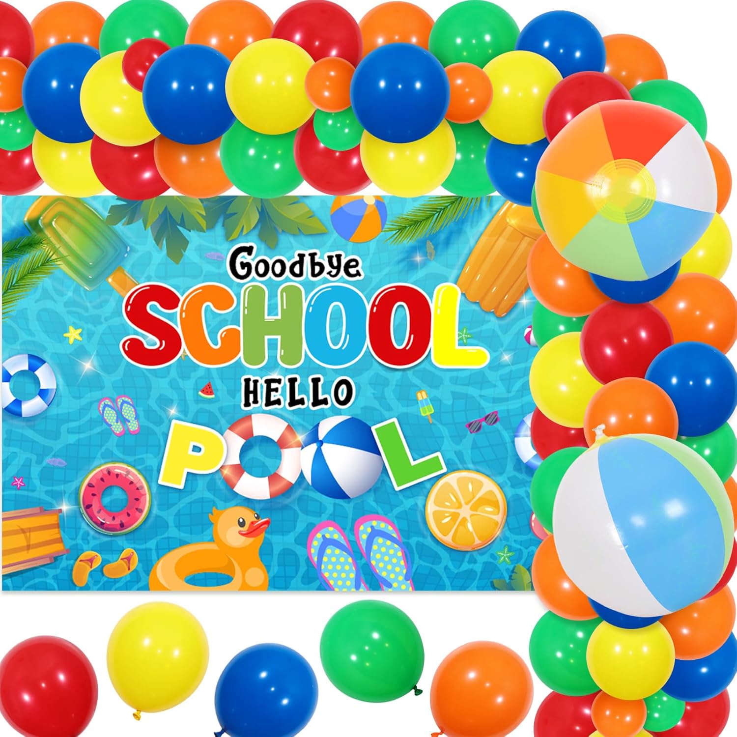 Amazon.com: Kreatwow Goodbye School Hello Pool Party Decorations Summer ...