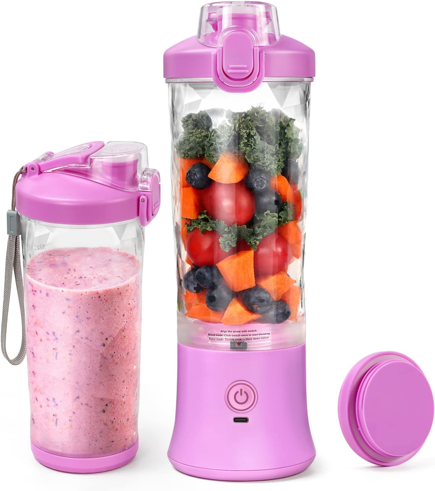 Mixeur portable pour smoothie, Blender Mixeur avec 600 ml de grande ...