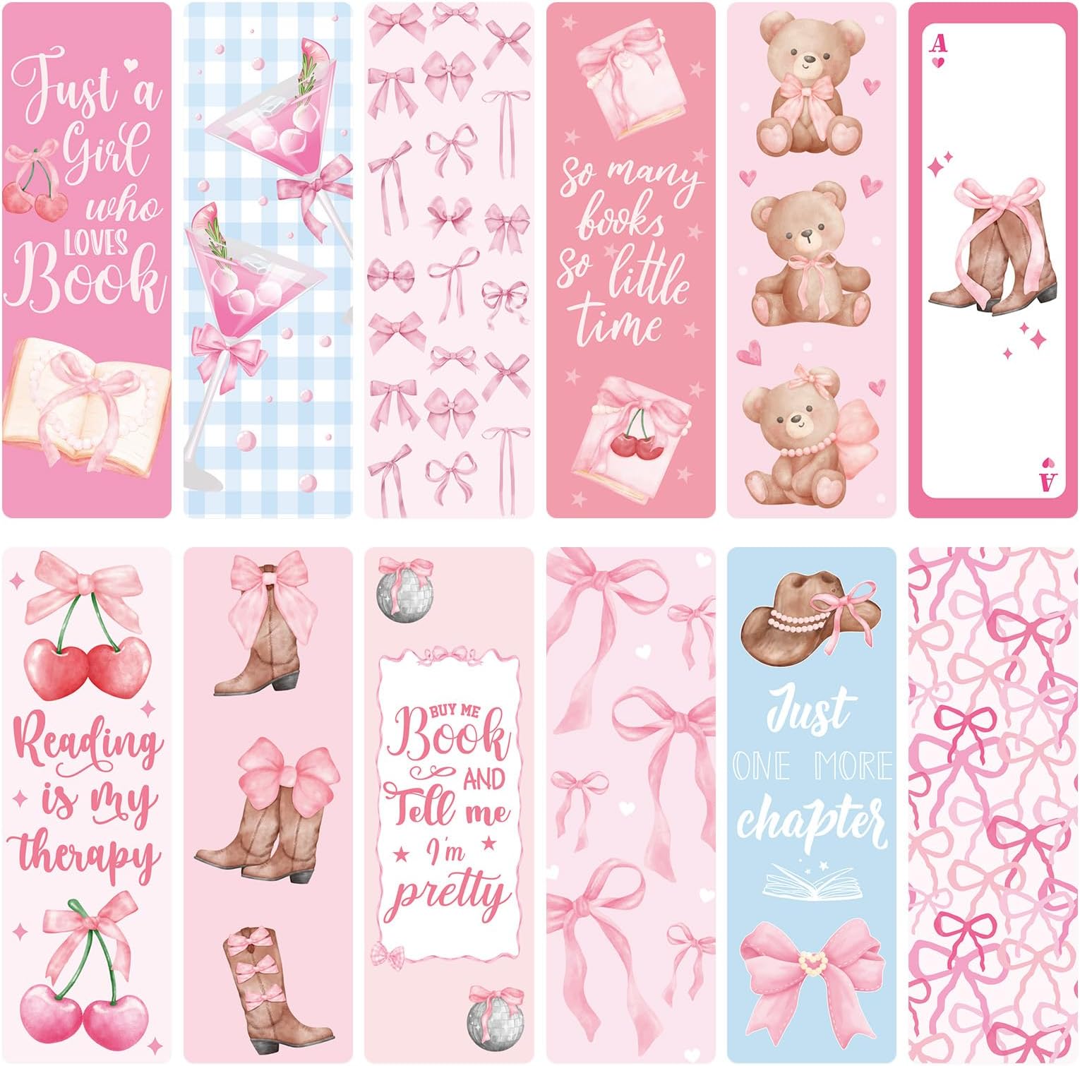 Amazon.com: Coquettte Bows Paper Bookmarks for Women - 24 Pcs Pink Bow ...