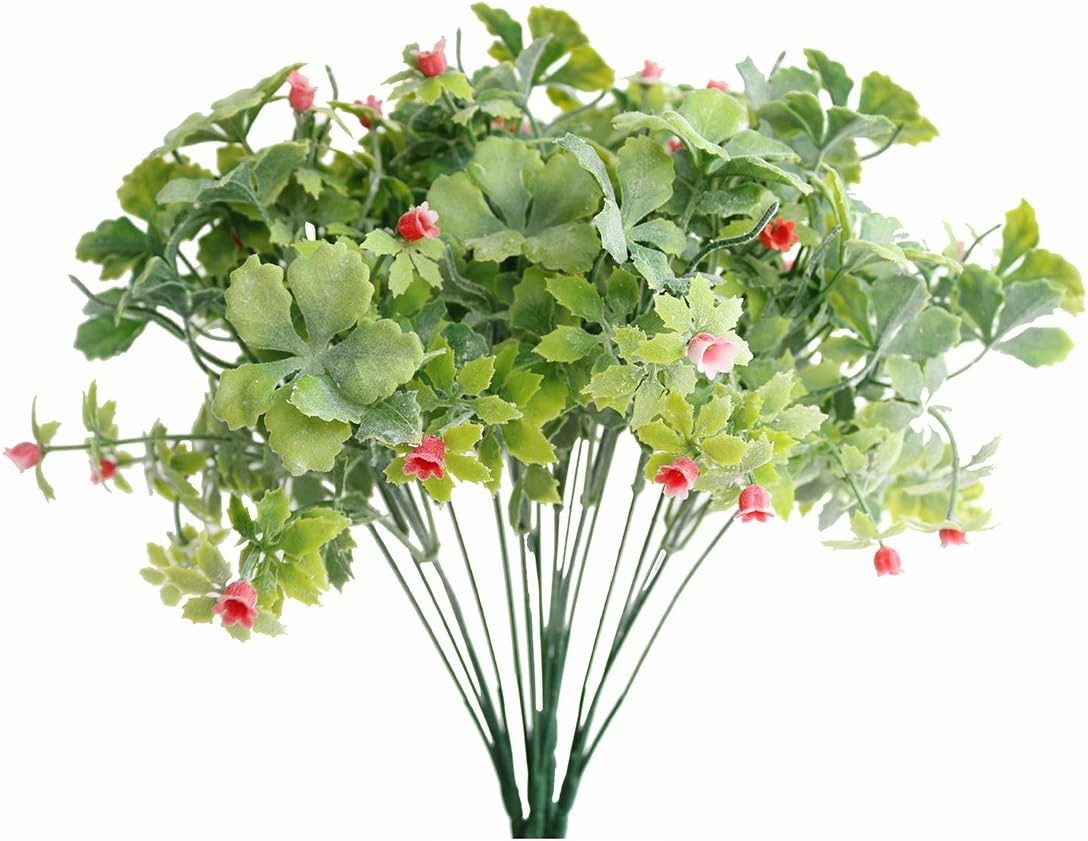 Amazon.com: Jasming 4pcs Artificial Plastic Flowers Plants Fake Shrubs ...