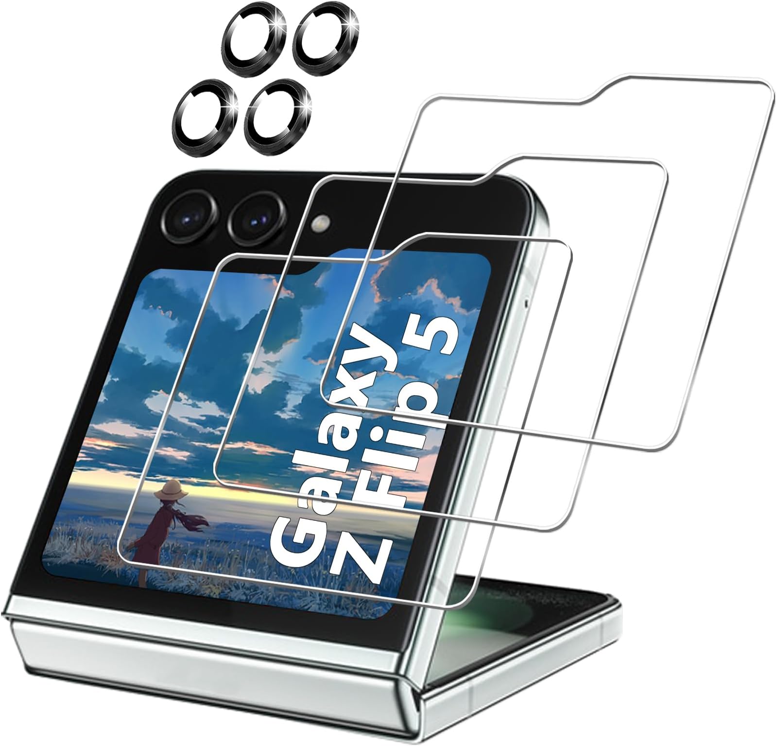 Amazon.com: [2Set 6PCS] Galaxy Z Flip 5 Screen Protector, Front TPU ...