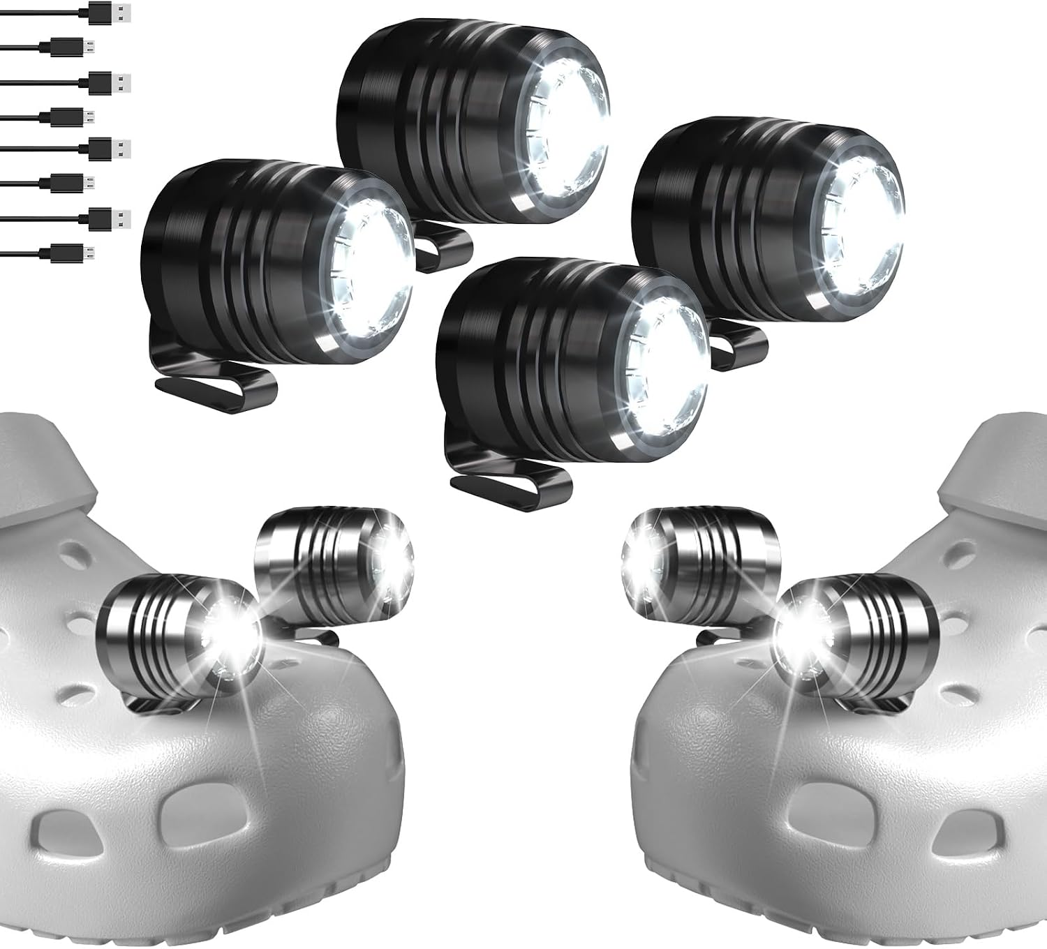 Amazon.com: AUKSKY 4Pack Original Headlights for Crocs, Adjustable Croc ...