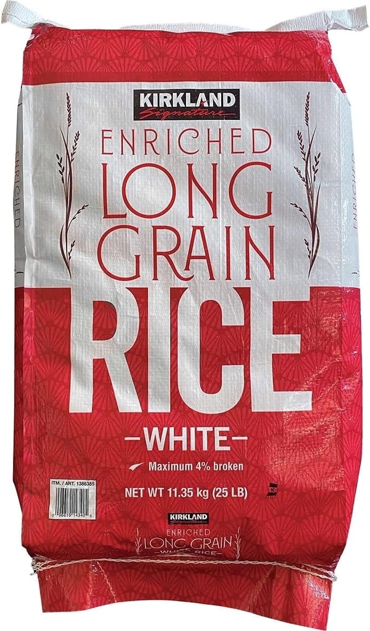 Amazon.com: Kirkland Signature Enriched White Rice, Long Grain, 25 ...