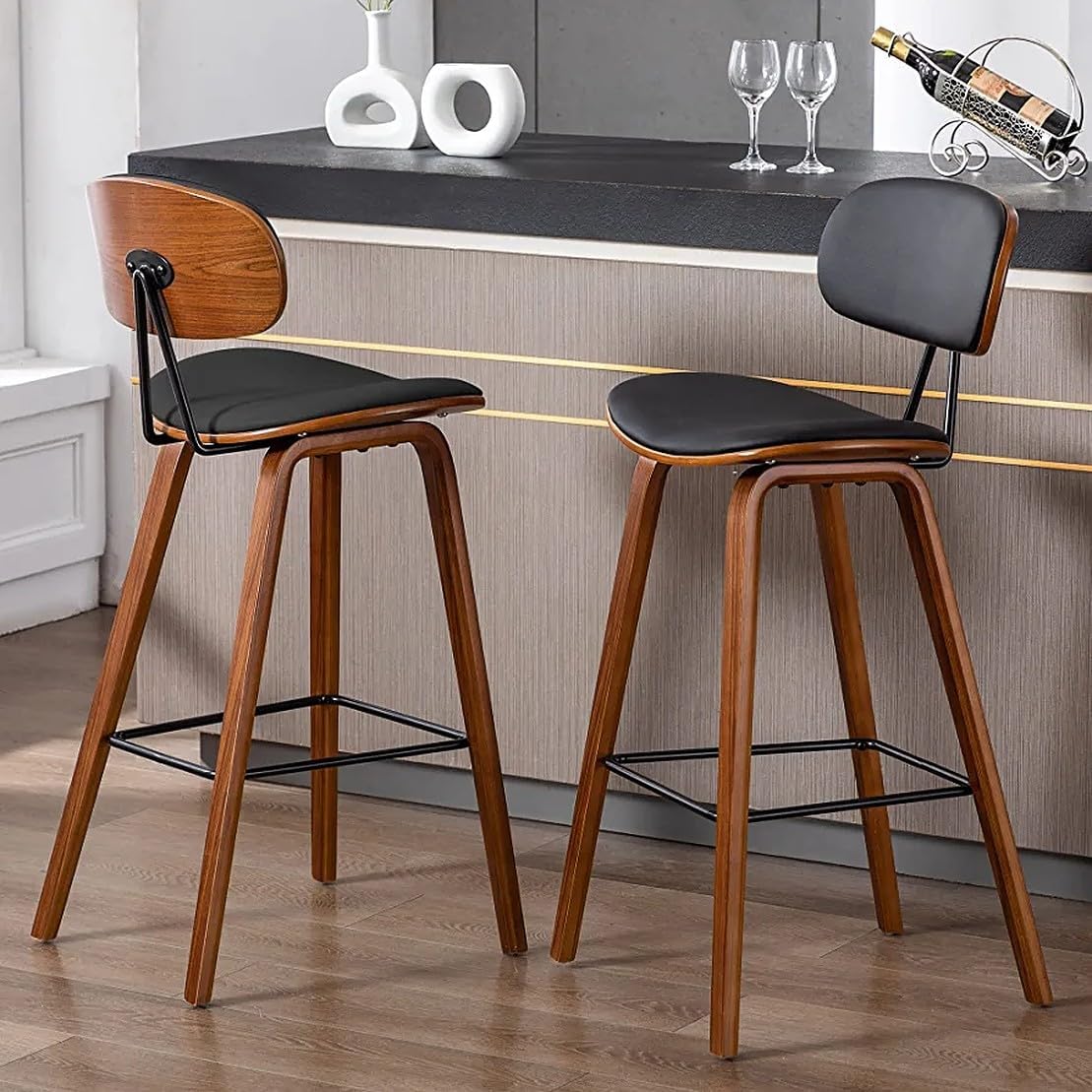 Md Decor Solid Sheesham Wood Bar Chair bar Stool Rosewood Natural Brown ...
