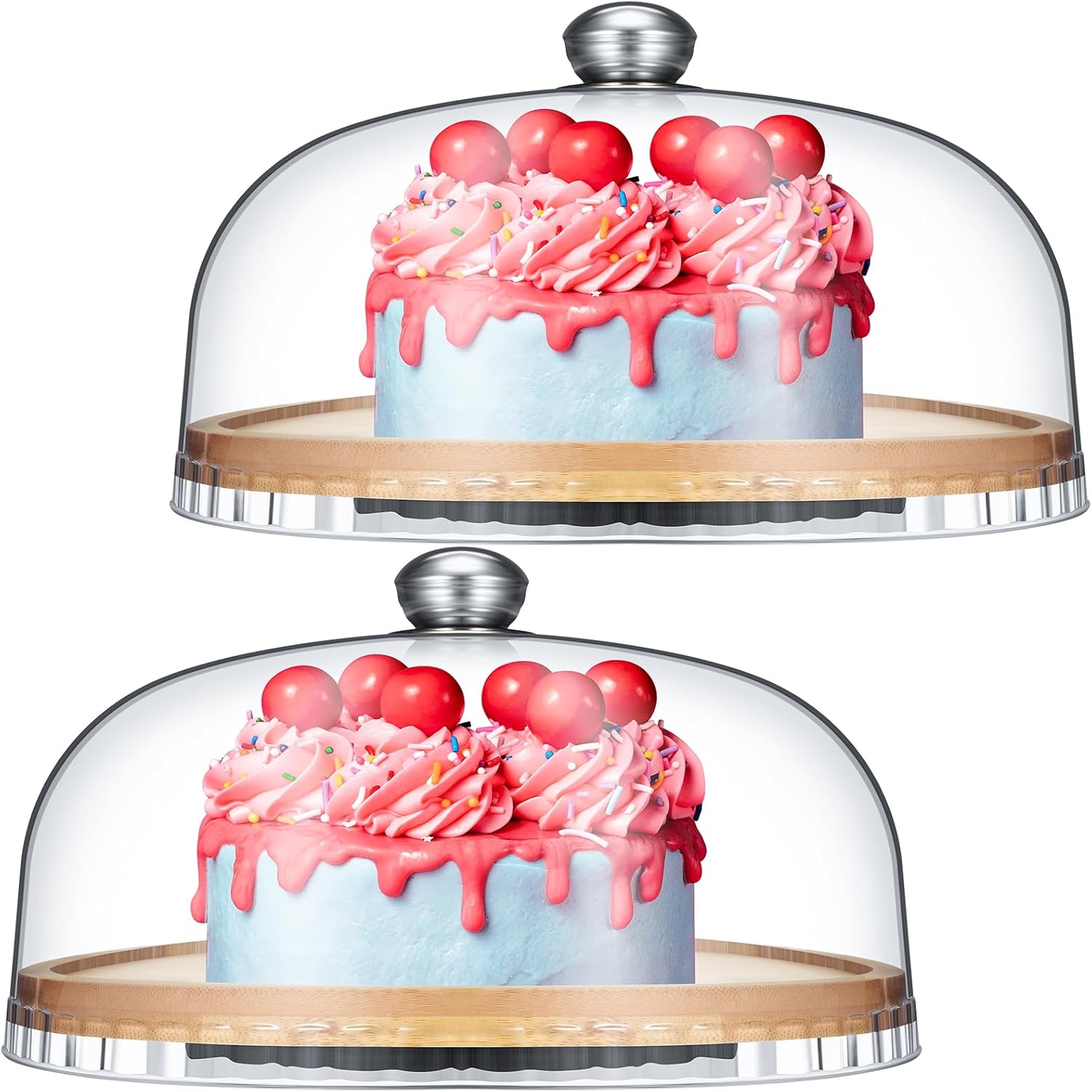 Amazon.com | Dandat 2 Sets 11 Inch Rotating Cake Stand with Acrylic ...