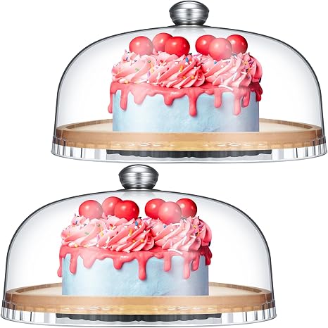 Amazon.com | Dandat 2 Sets 11 Inch Rotating Cake Stand with Acrylic ...