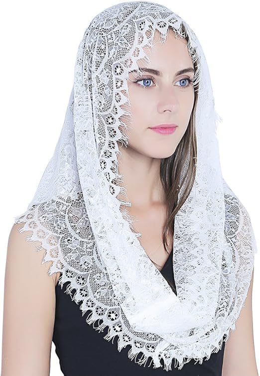 White Infinity Scarf Mantilla - Catholic Veil Church Veil Head Covering ...