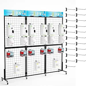 Amazon.com: ztysn Grid Wall Panels Display Stand - 3pcs with 21 Hooks ...