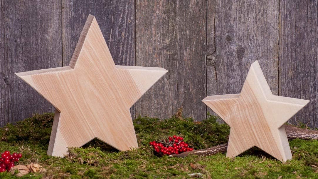 WOODS 2er Set Holzstern Esche - Dekoration aus Holz handgefertigt in Bayern I Holzsterne zum ...