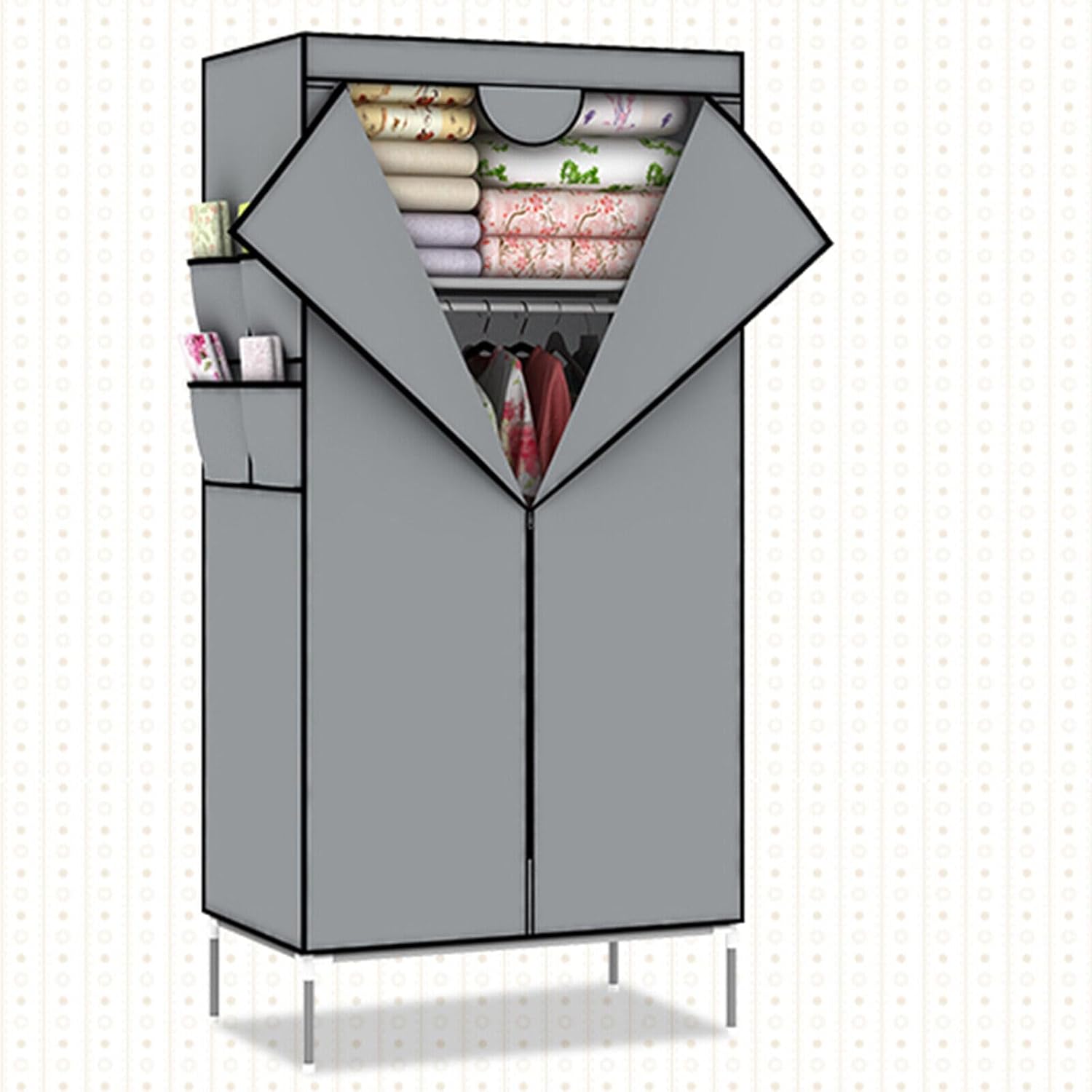 CANVAS WARDROBE STORAGE CLOSET FREESTANDING - Wardrobe Storage ...