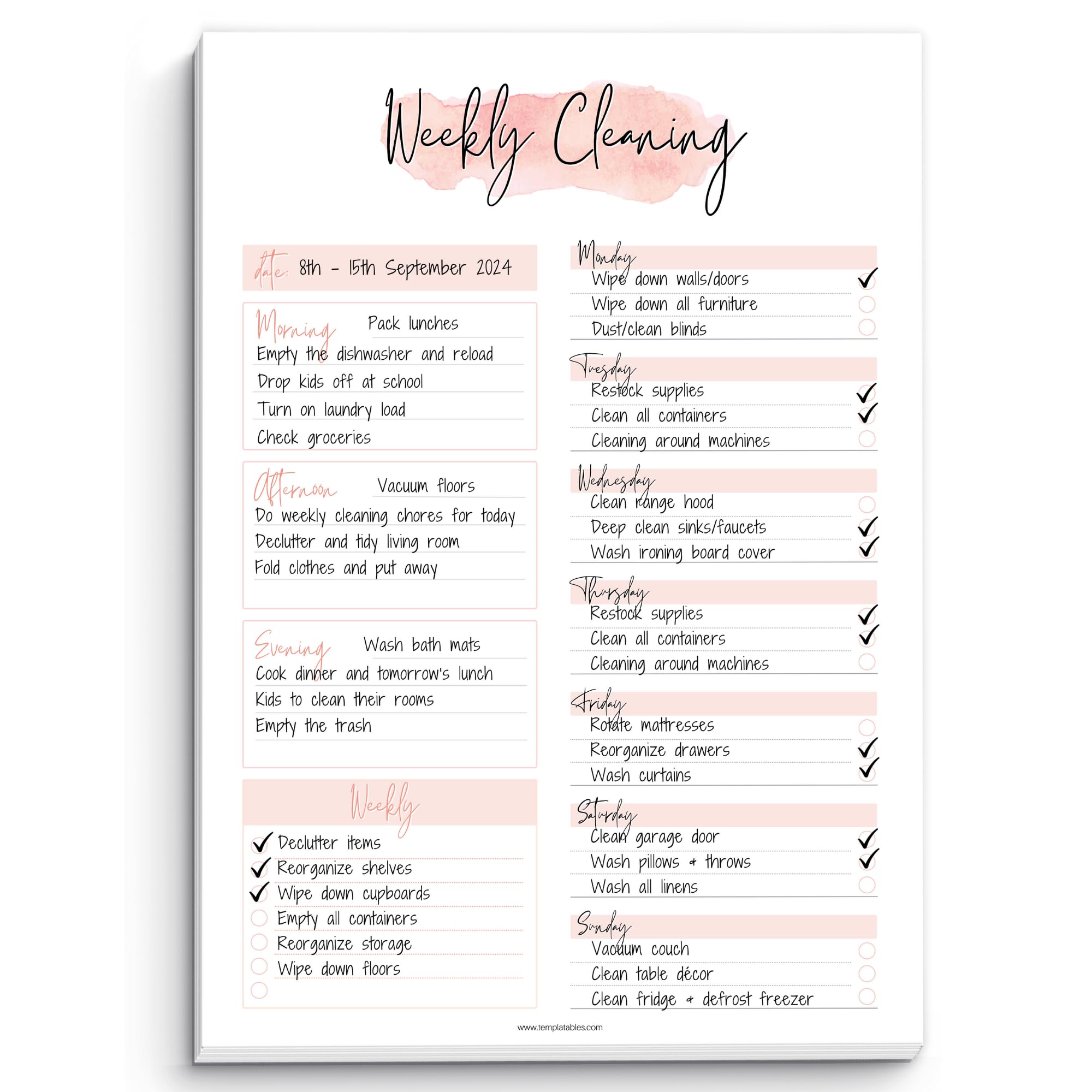 Weekly Cleaning Planner Notepad – Daily, Weekly & Monthly Cleaning ...
